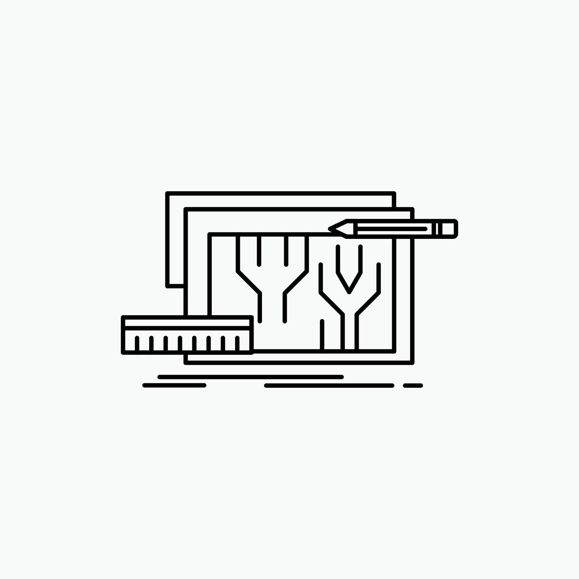 Architecture Blueprint Circuit Design Engineering Line Icon Vector