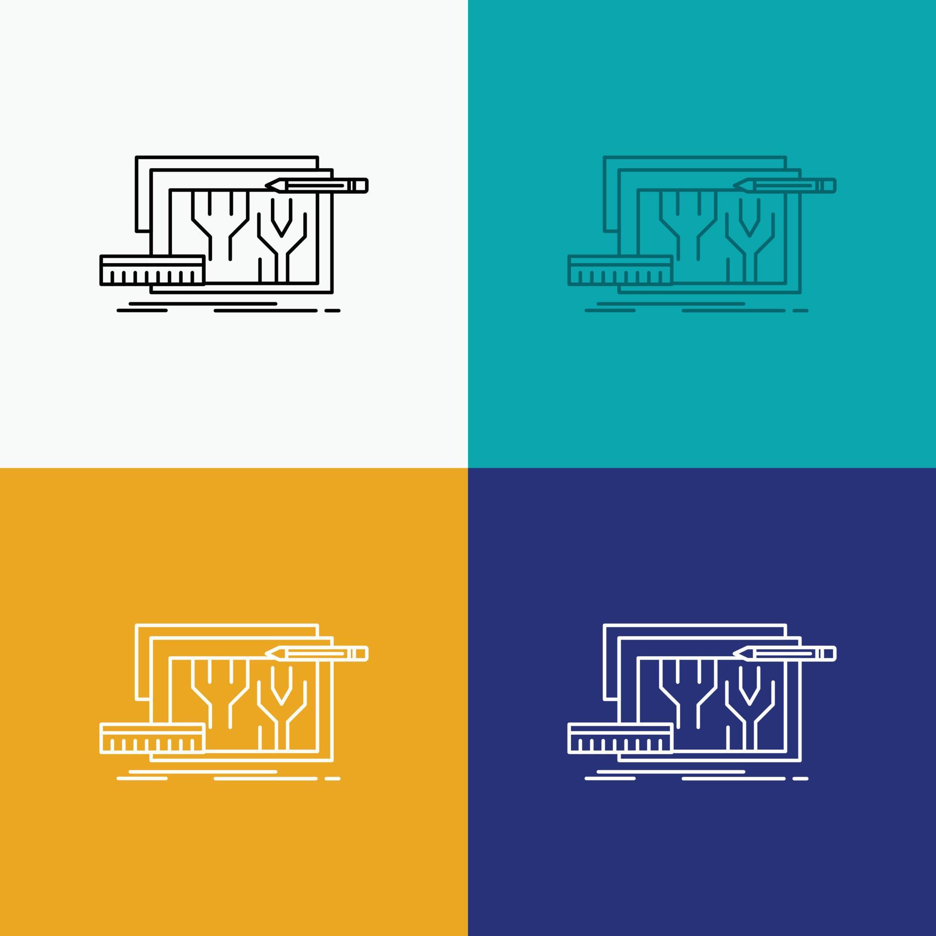 Architecture Blueprint Circuit Design Engineering Icon Over Various