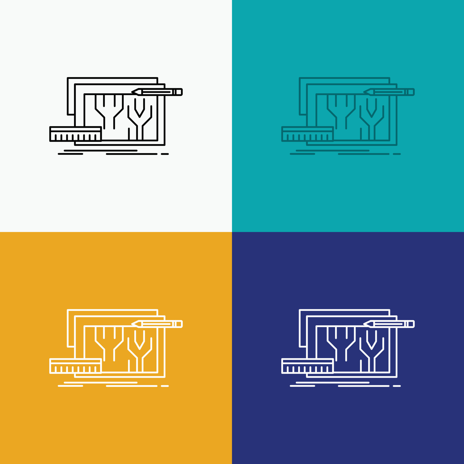 Architecture Blueprint Circuit Design Engineering Icon Over Various