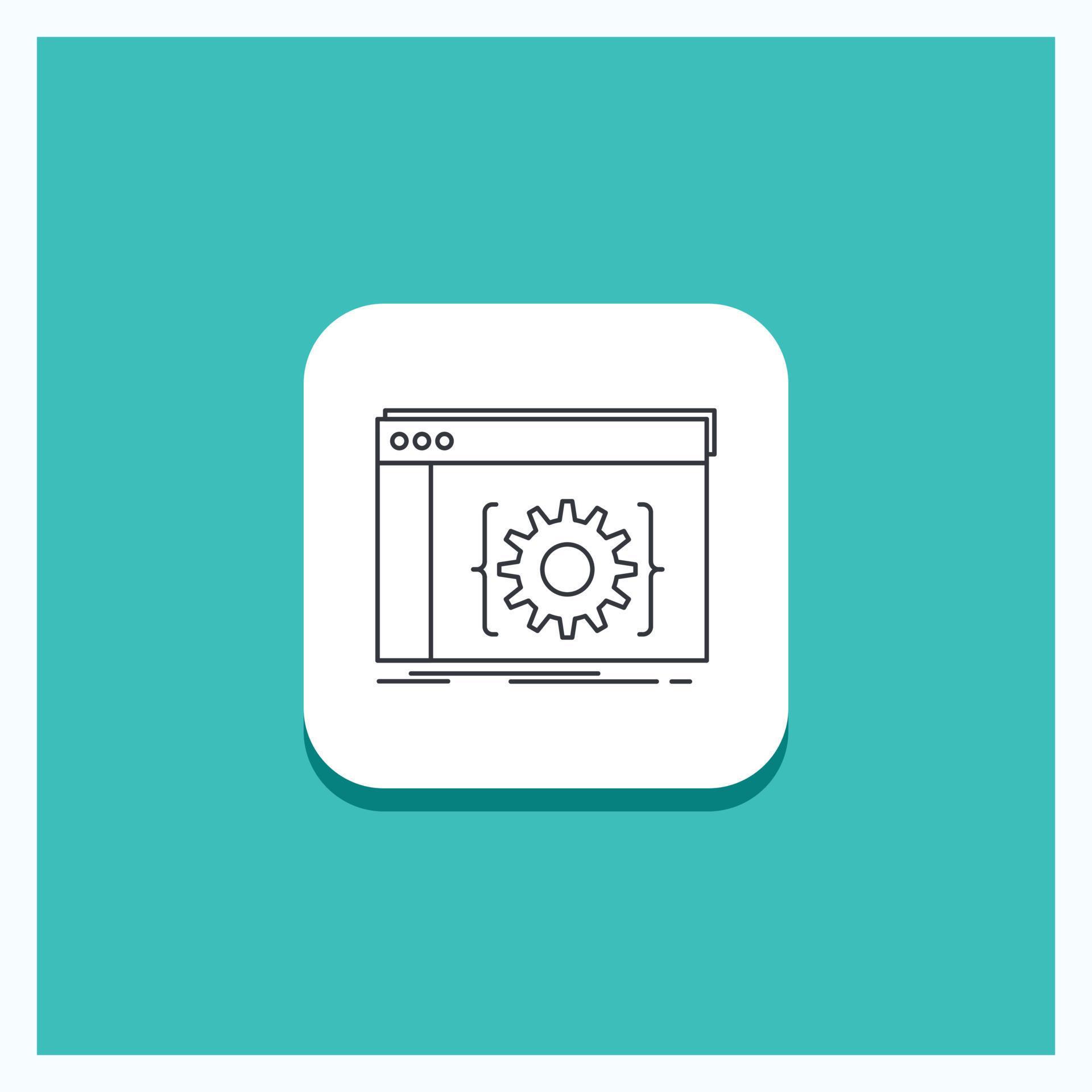 Round Button For Api App Coding Developer Software Line Icon Turquoise Background 12966551