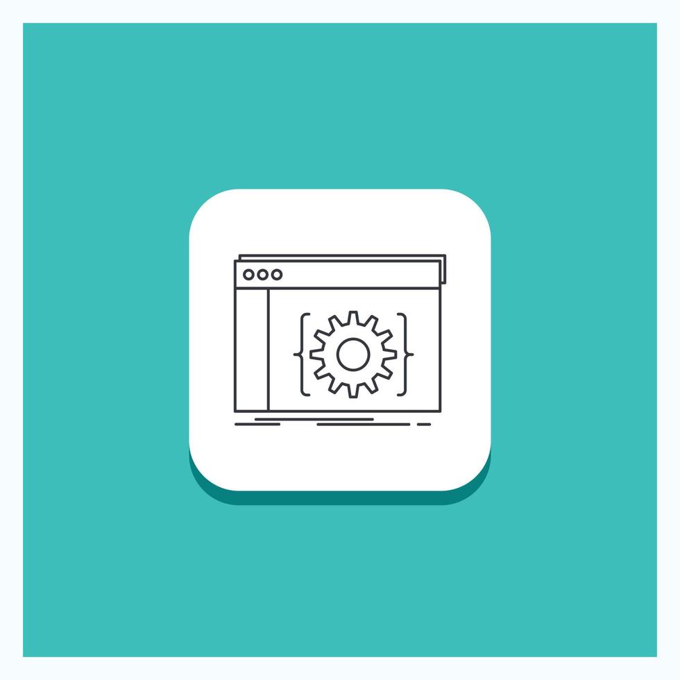 Round Button For Api App Coding Developer Software Line Icon Turquoise Background 12966551