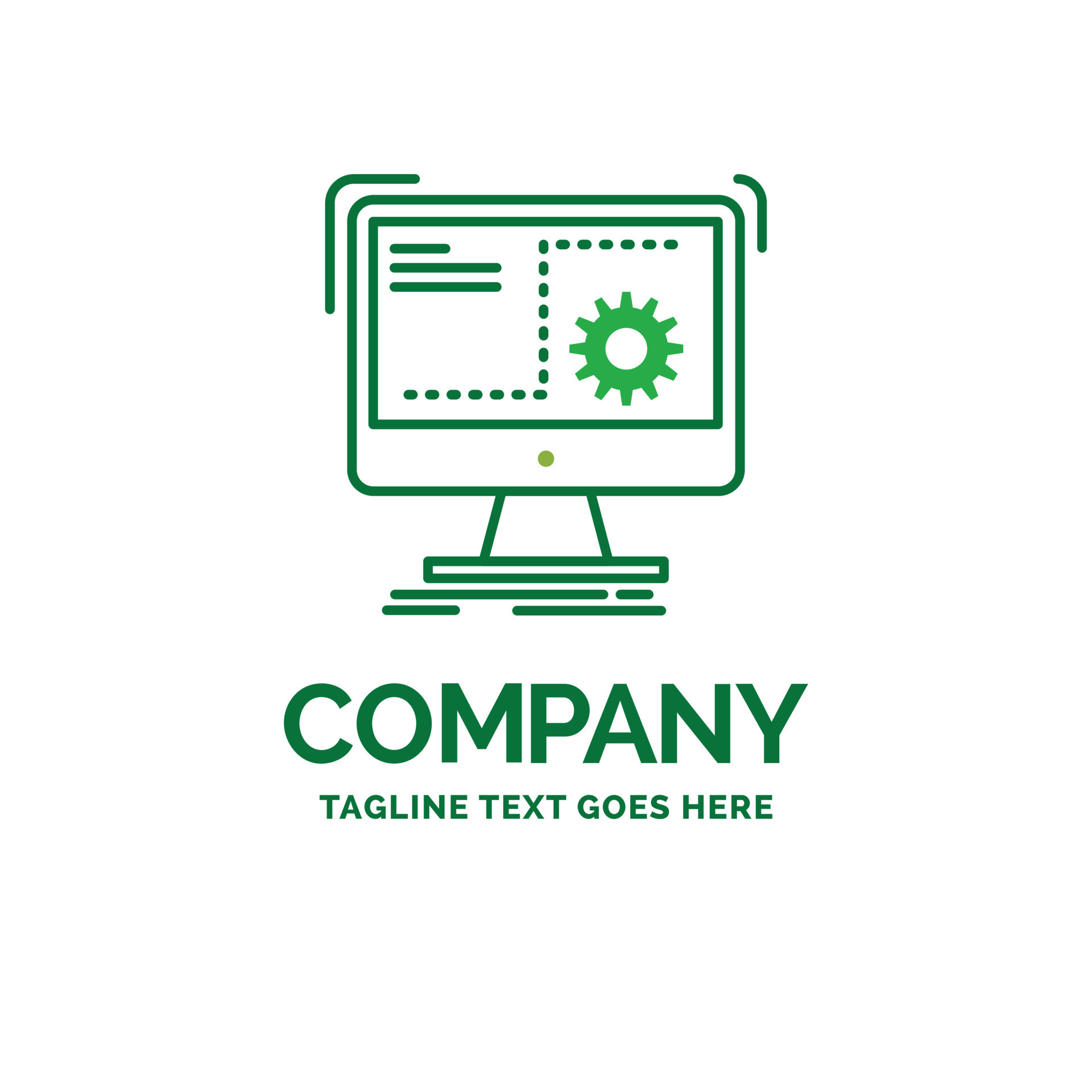 Command Computer Function Process Progress Flat Business Logo Template Creative Green Brand