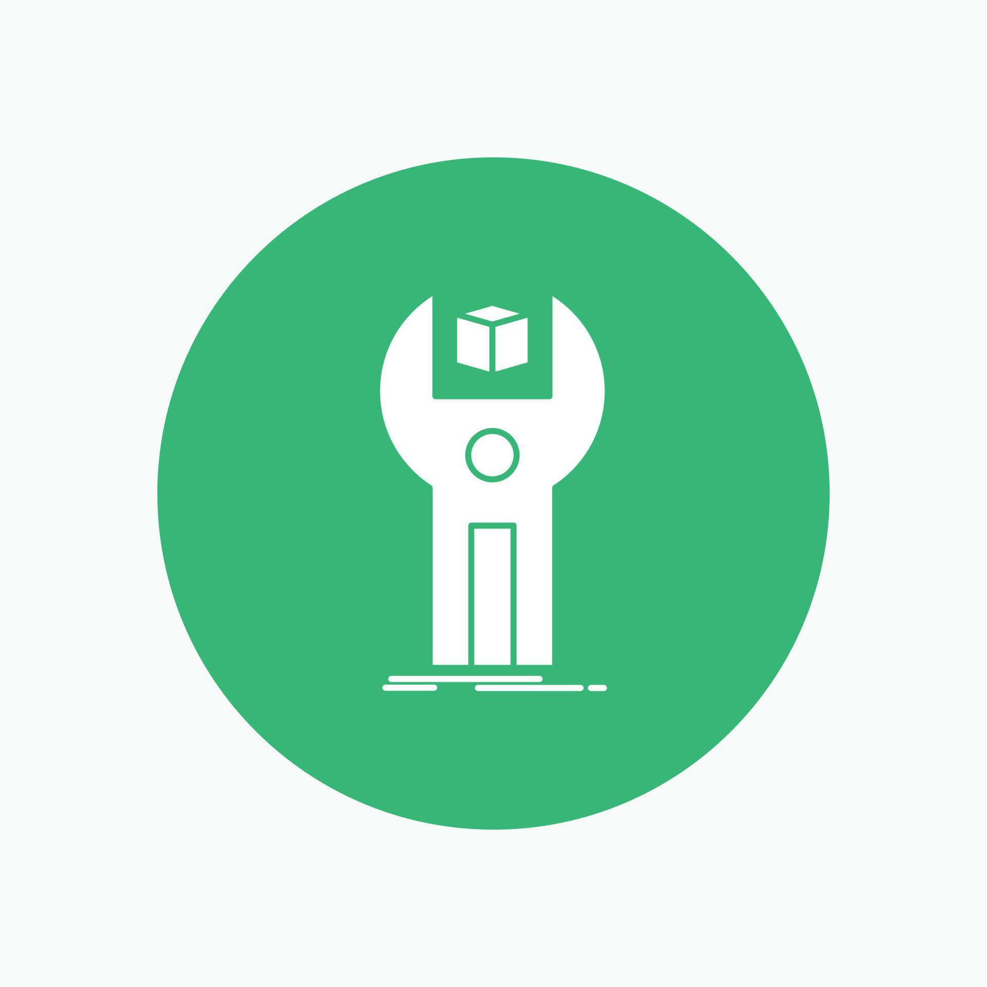 SDK. App. development. kit. programming White Glyph Icon in Circle. Vector Button illustration ...