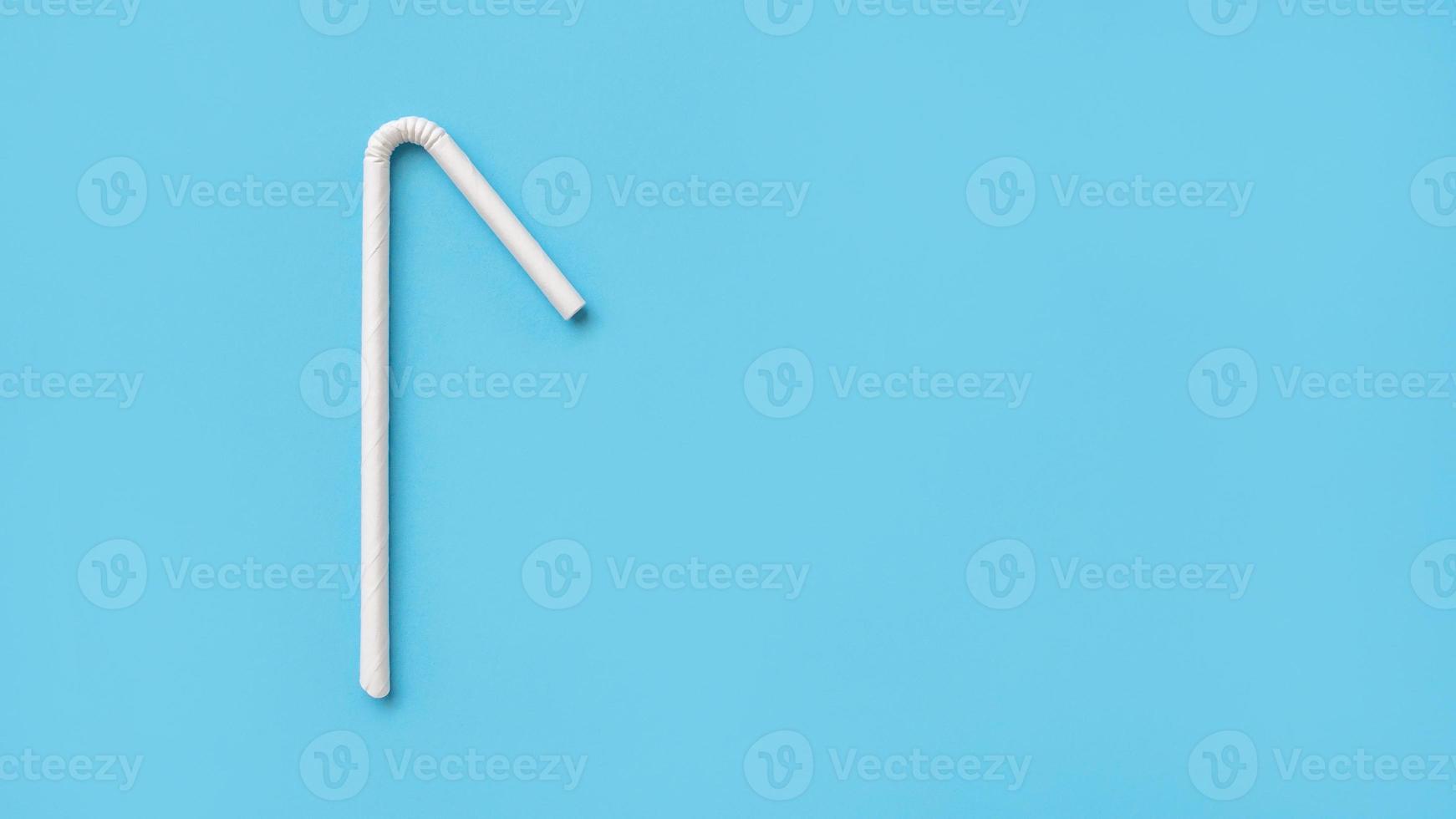 Biodegradable Eco Friendly White Paper Drinking Straw On Blue