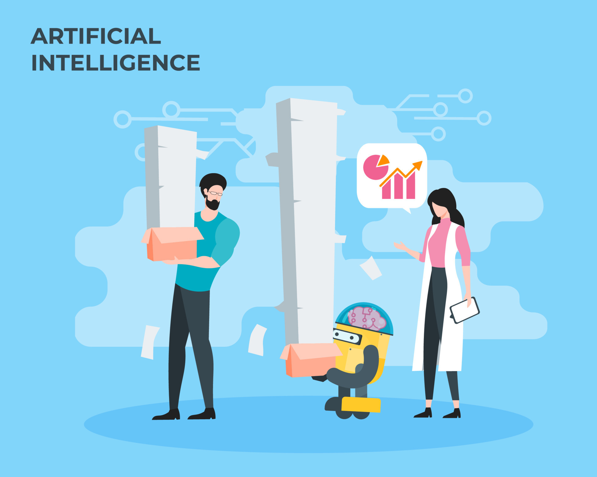 Illustration of smart robot improving productivity. Artificial ... Illustration of smart robot improving productivity. Artificial ...