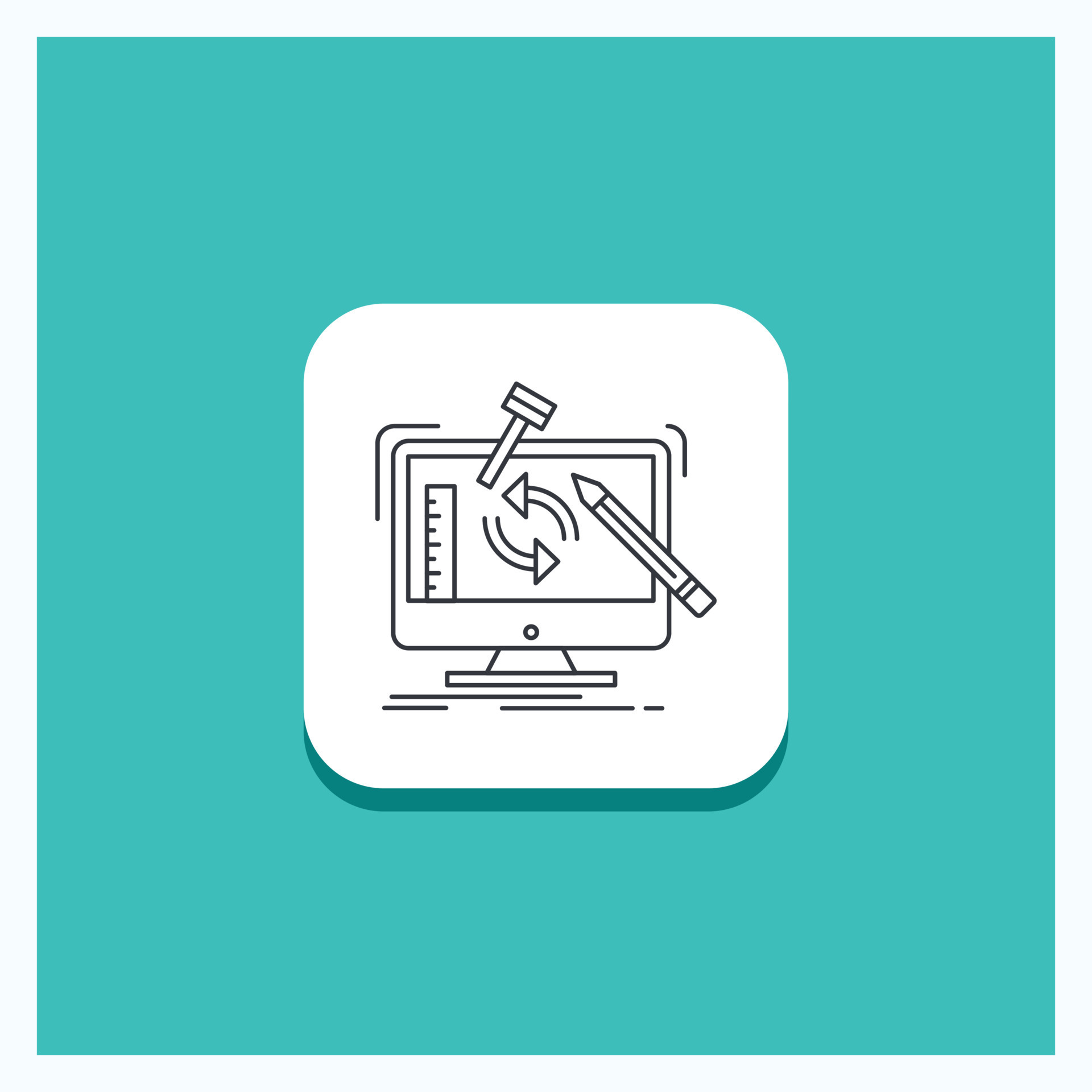 Round Button For Engineering Project Tools Workshop Processing Line Icon Turquoise