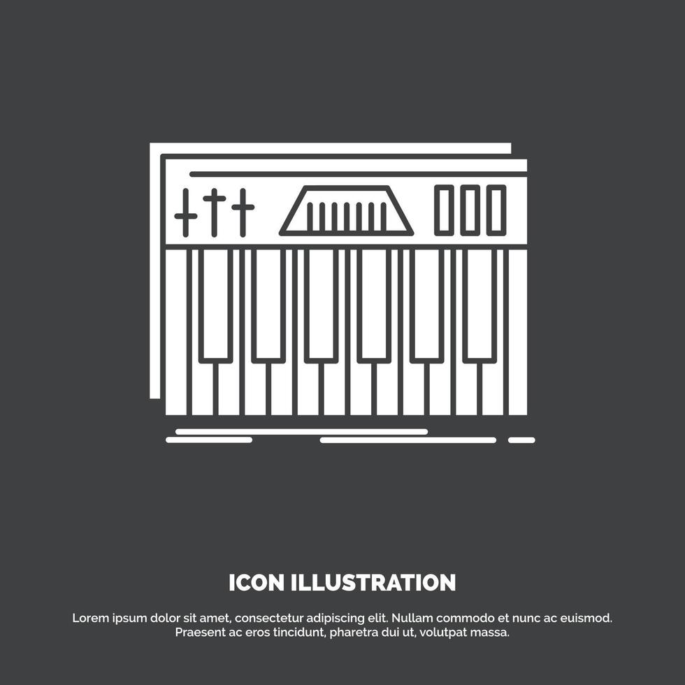 Controller. keyboard. keys. midi. sound Icon. glyph vector symbol for UI and UX. website or ...