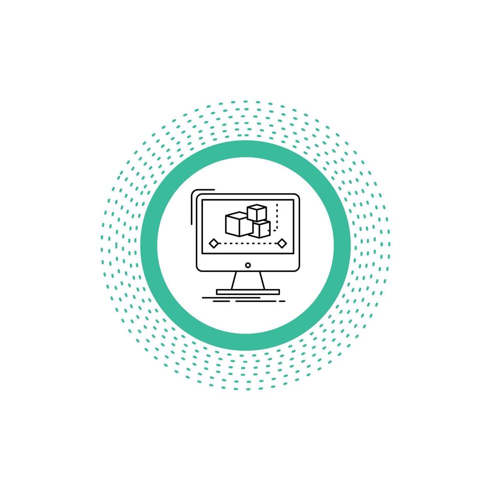 Animation Computer Editor Monitor Software Line Icon Vector
