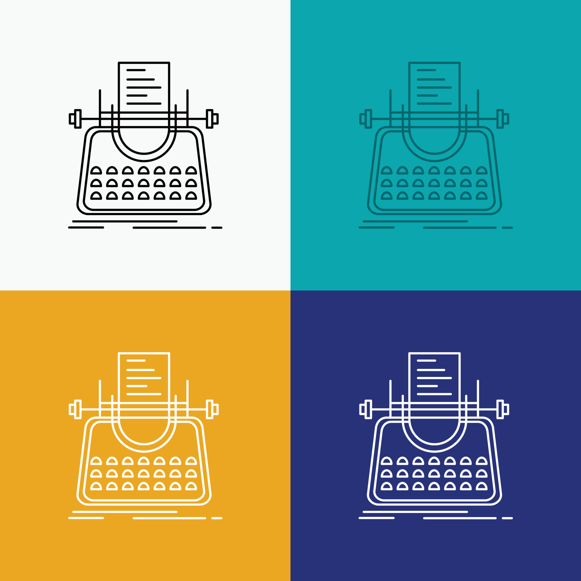 Article. blog. story. typewriter. writer Icon Over Various Background. Line style design ...
