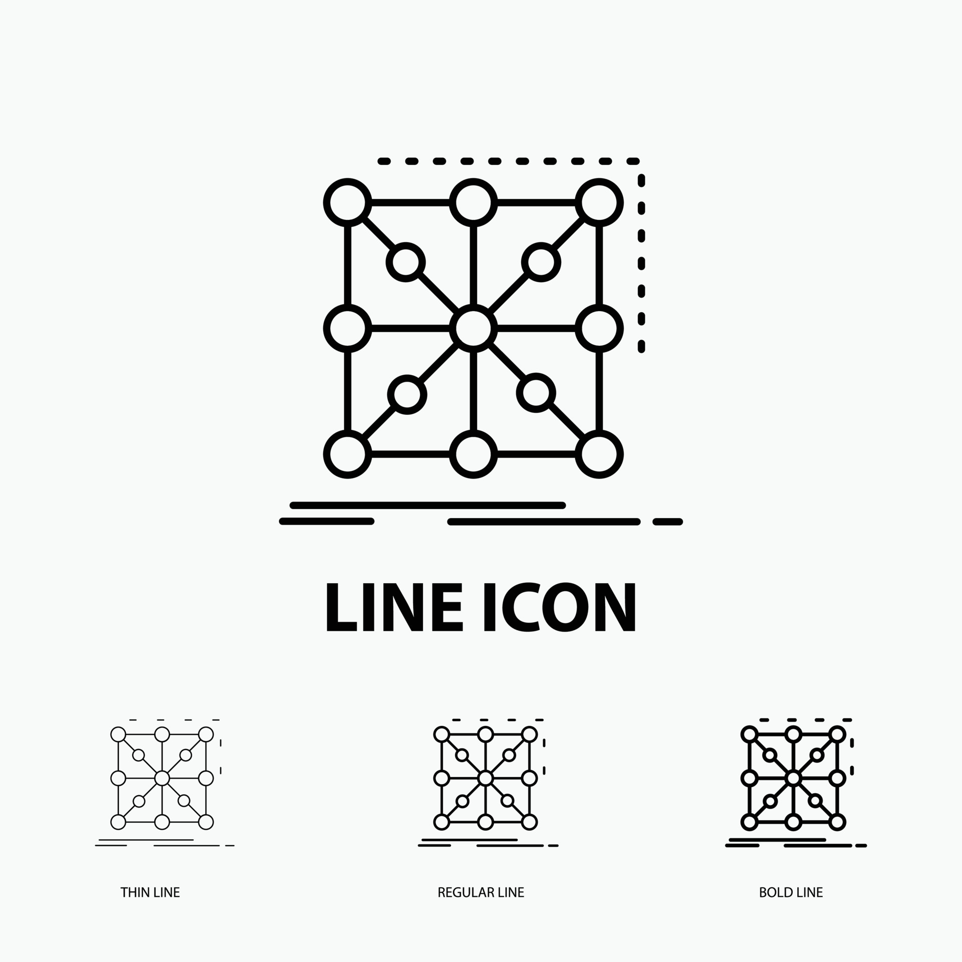 Data Framework App Cluster Complex Icon In Thin Regular And Bold Line Style Vector