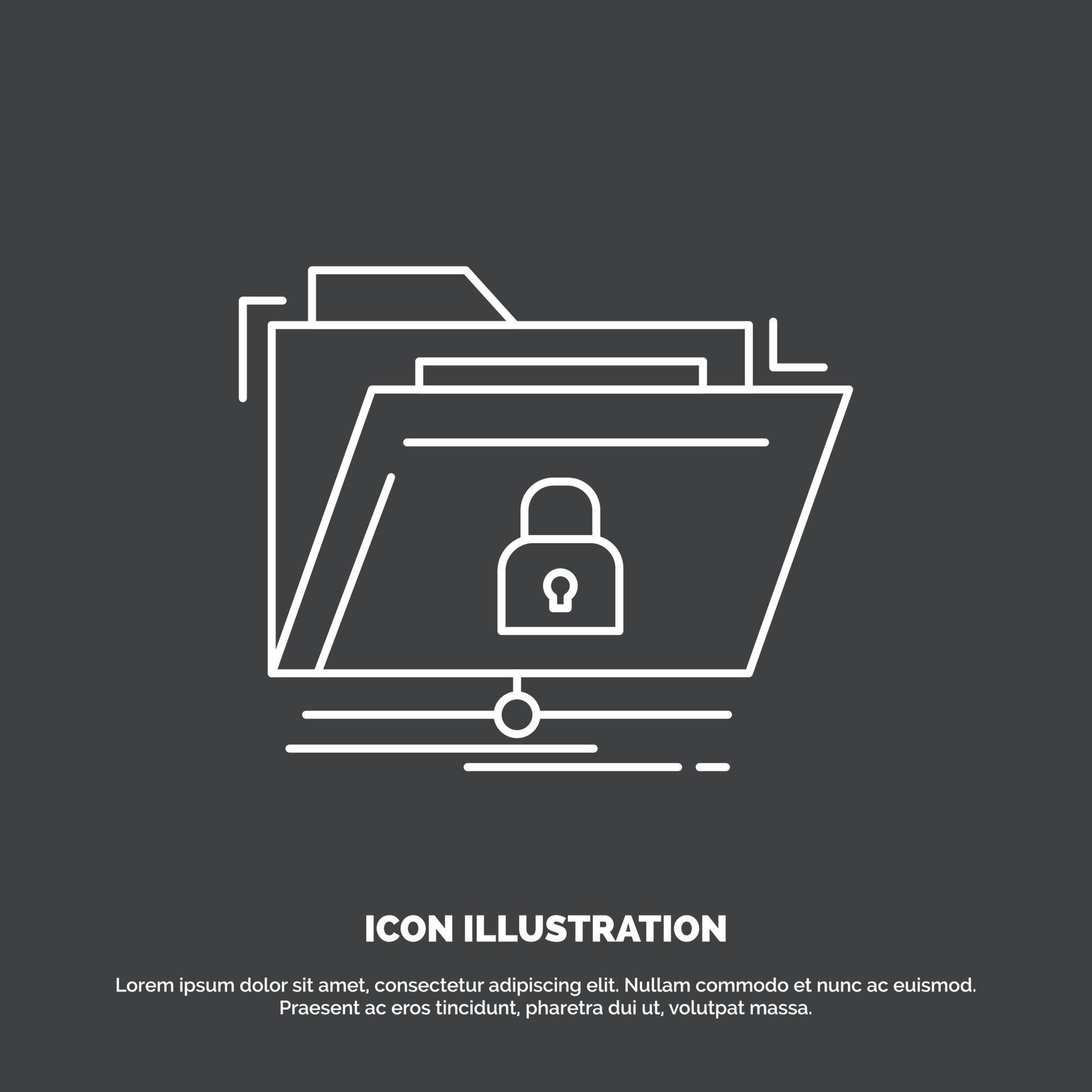 encryption. files. folder. network. secure Icon. Line vector symbol for UI and UX. website or ...