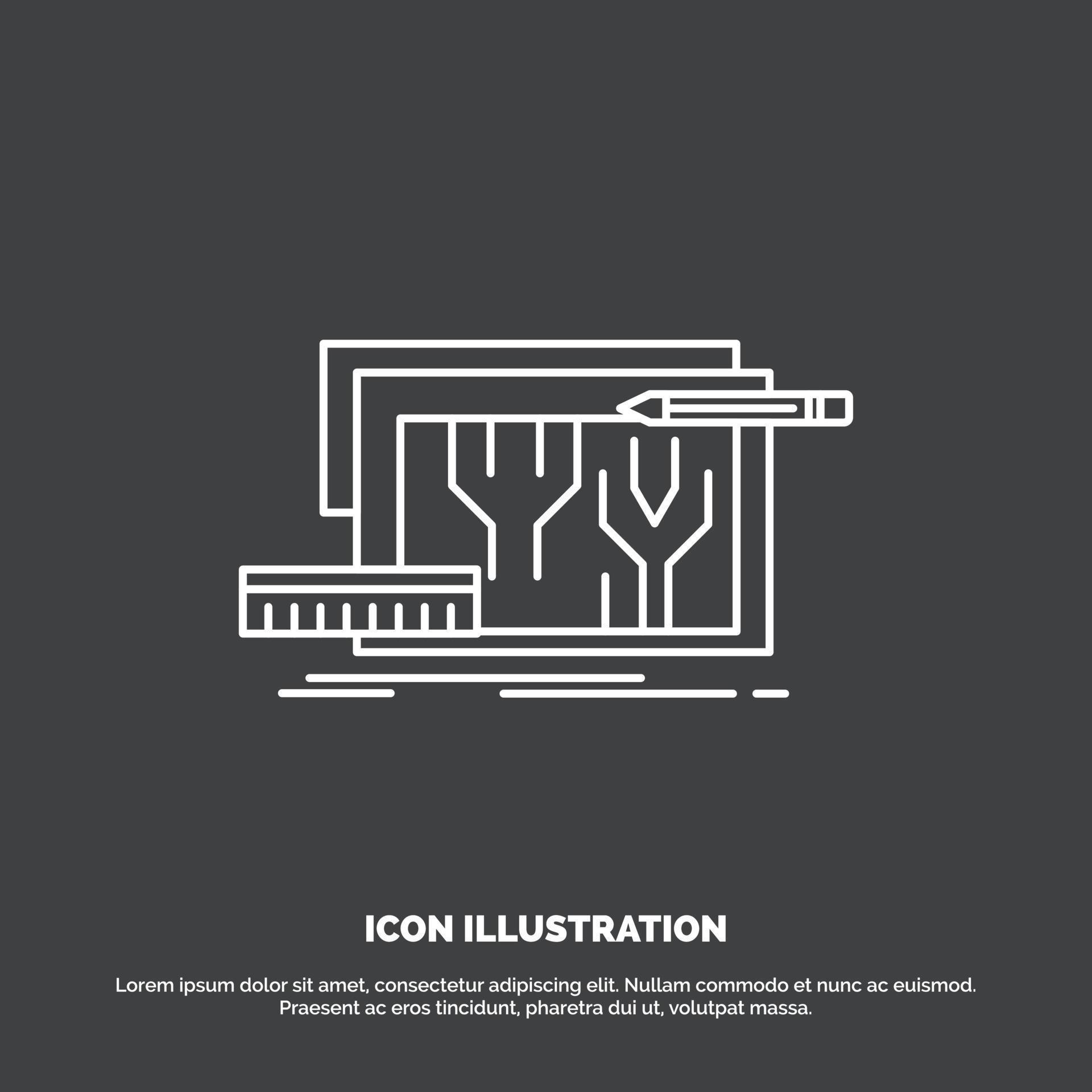 Architecture Blueprint Circuit Design Engineering Icon Line Vector