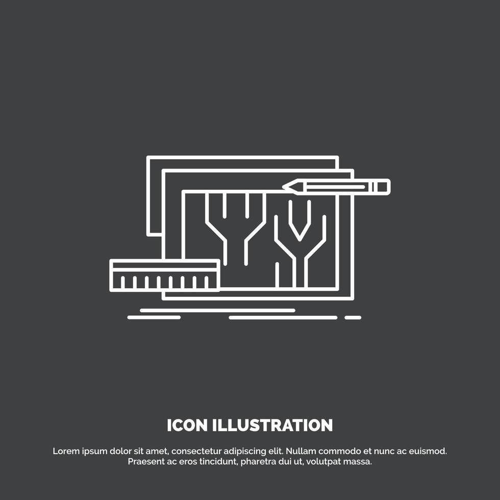 Architecture Blueprint Circuit Design Engineering Icon Line Vector