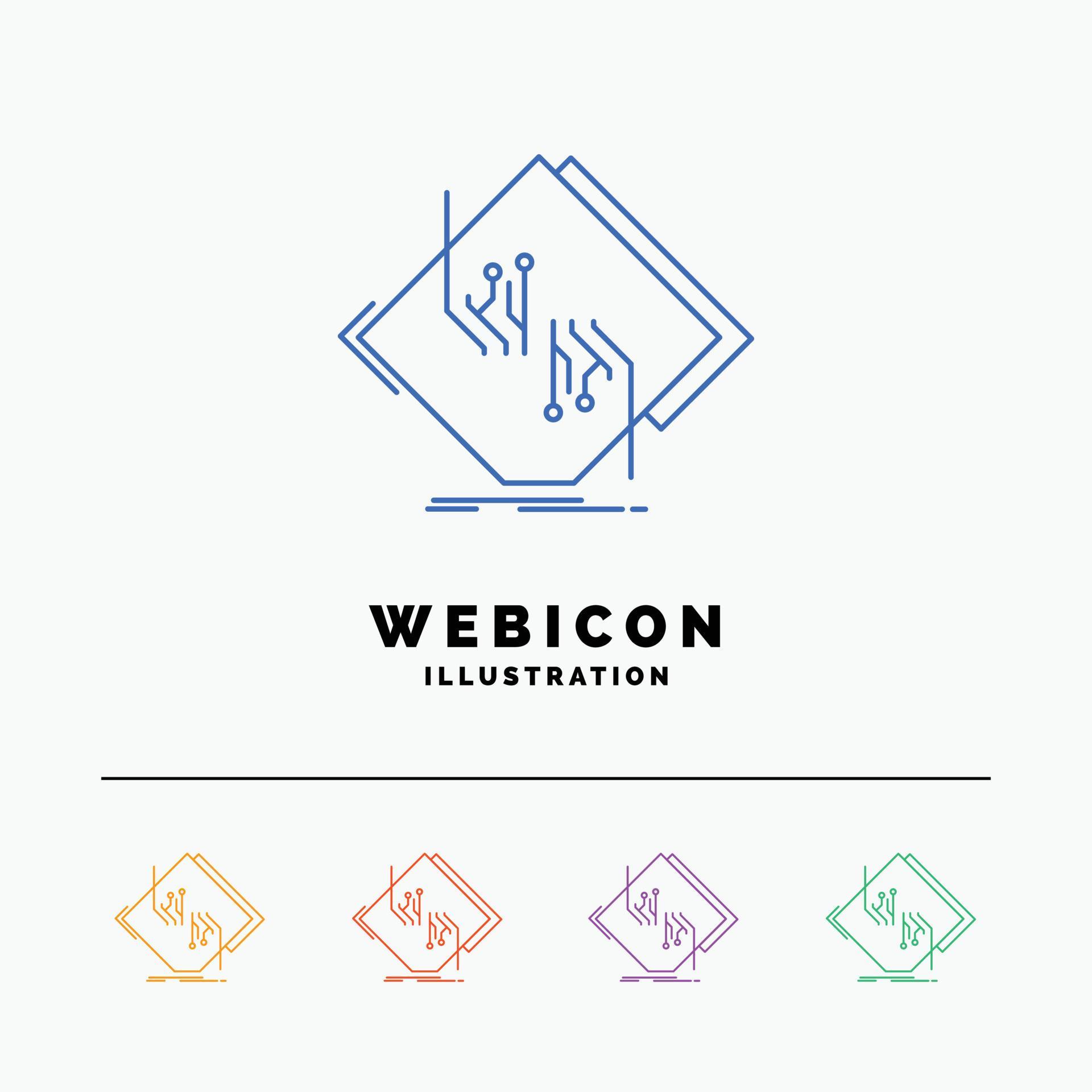 Board Chip Circuit Network Electronic 5 Color Line Web Icon
