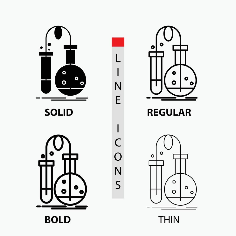 Testing Chemistry Flask Lab Science Icon In Thin Regular Bold Line And Glyph Style Vector