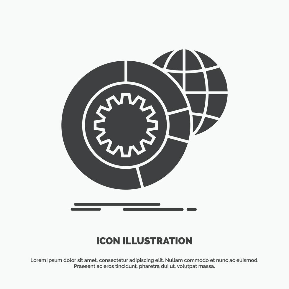 data. big data. analysis. globe. services Icon. glyph vector gray symbol for UI and UX. website ...
