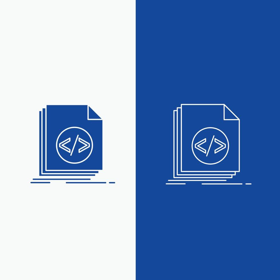 Code Coding File Programming Script Line And Glyph Web Button In Blue Color Vertical Banner