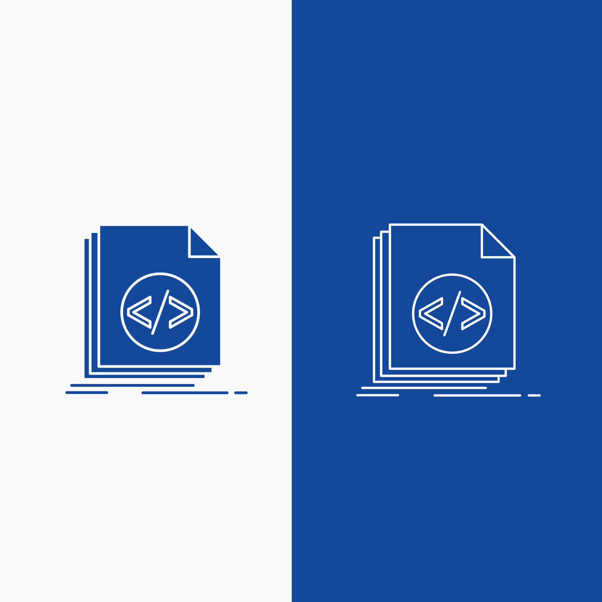 Code Coding File Programming Script Line And Glyph Web Button In Blue Color Vertical Banner