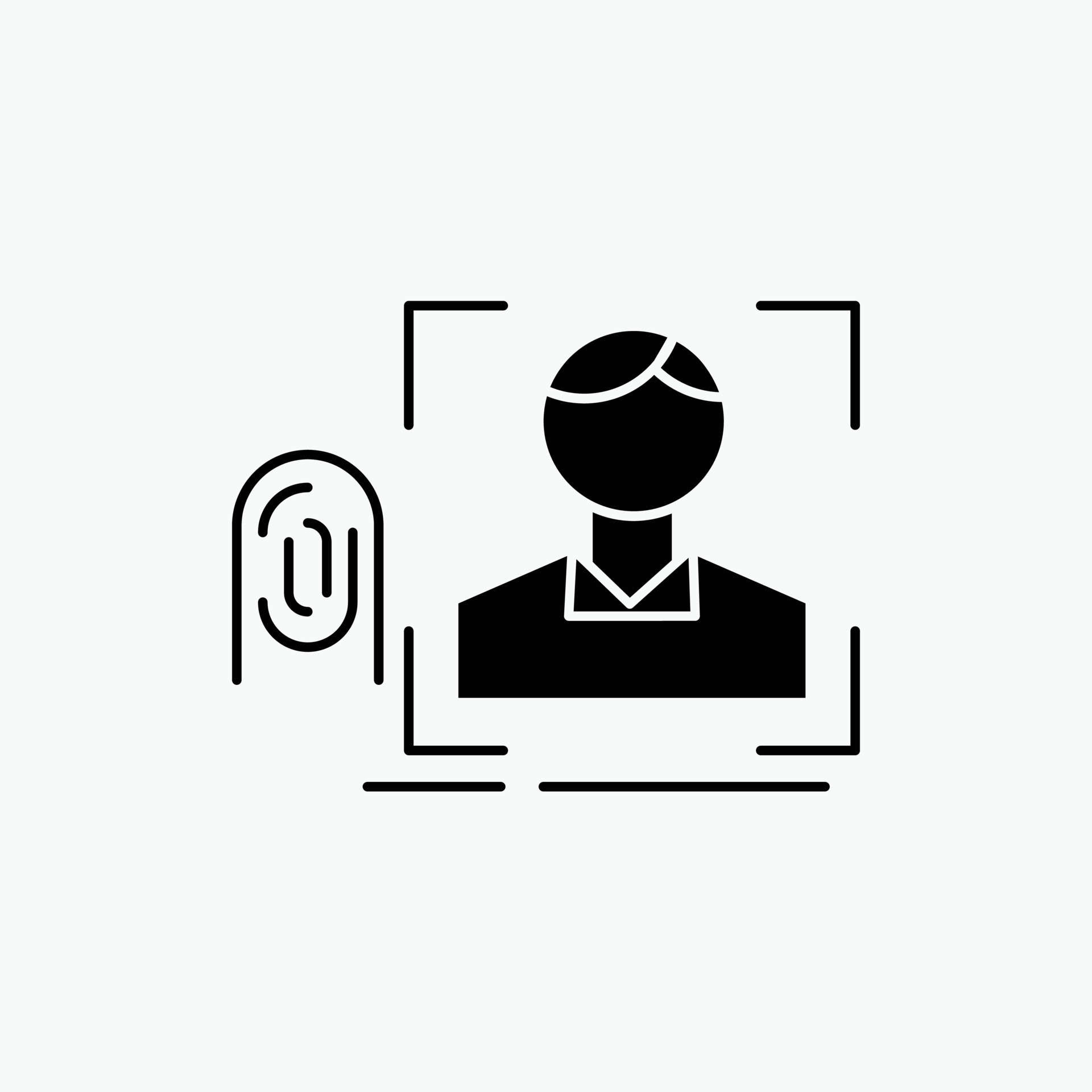 Finger Fingerprint Recognition Scan Scanning Glyph Icon Vector