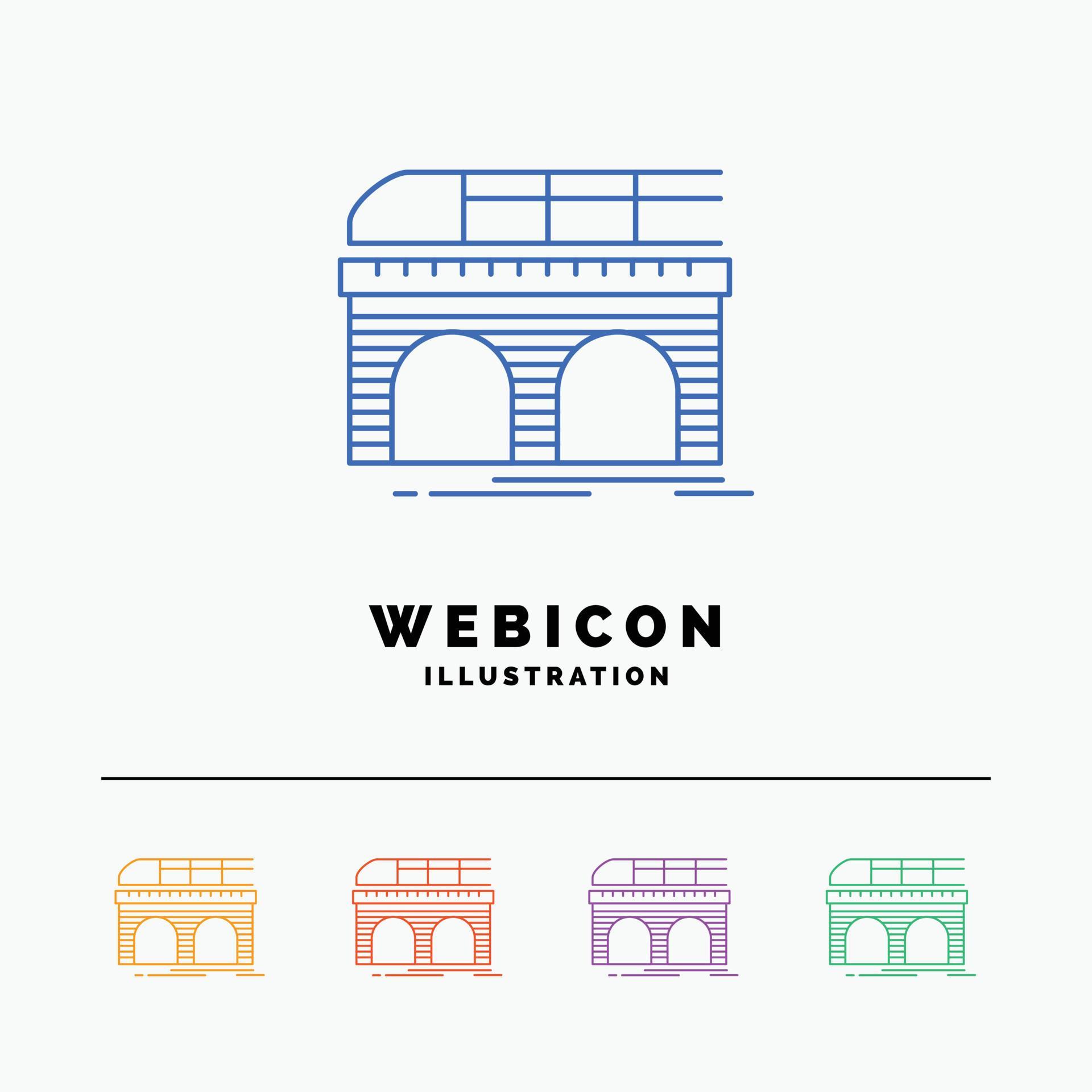 Metro Railroad Railway Train Transport 5 Color Line Web Icon Template Isolated On White