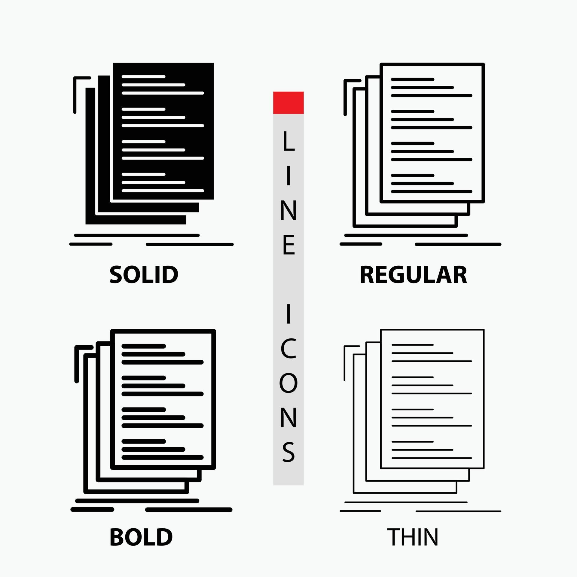 Code Coding Compile Files List Icon In Thin Regular Bold Line And Glyph Style Vector