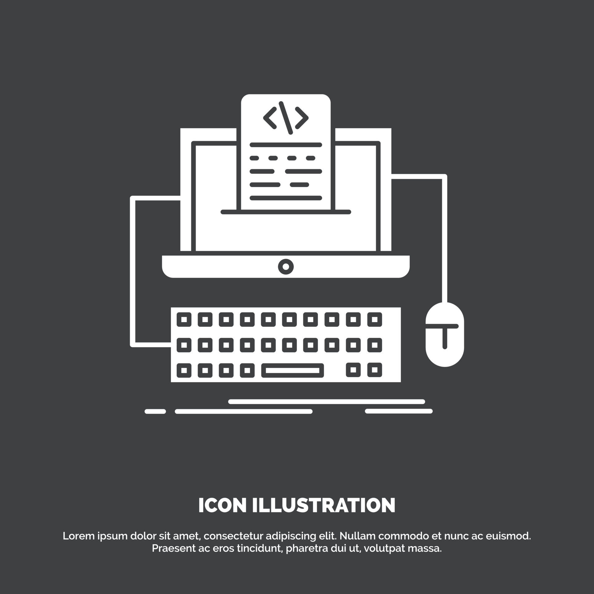 Code Coding Computer Monoblock Screen Icon Glyph Vector Symbol For Ui And Ux Website Or