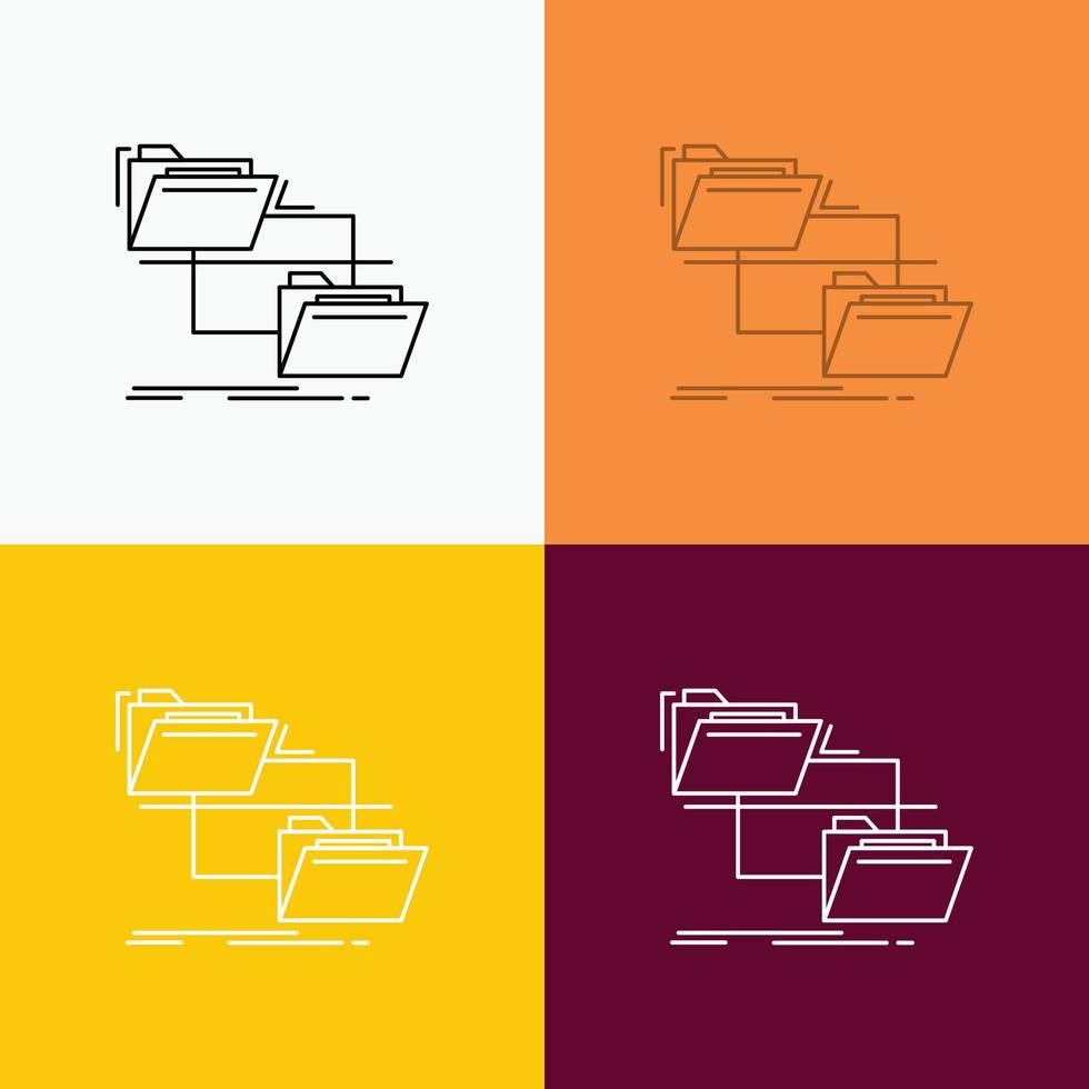 Folder File Management Move Copy Icon Over Various Background Line Style Design Designed