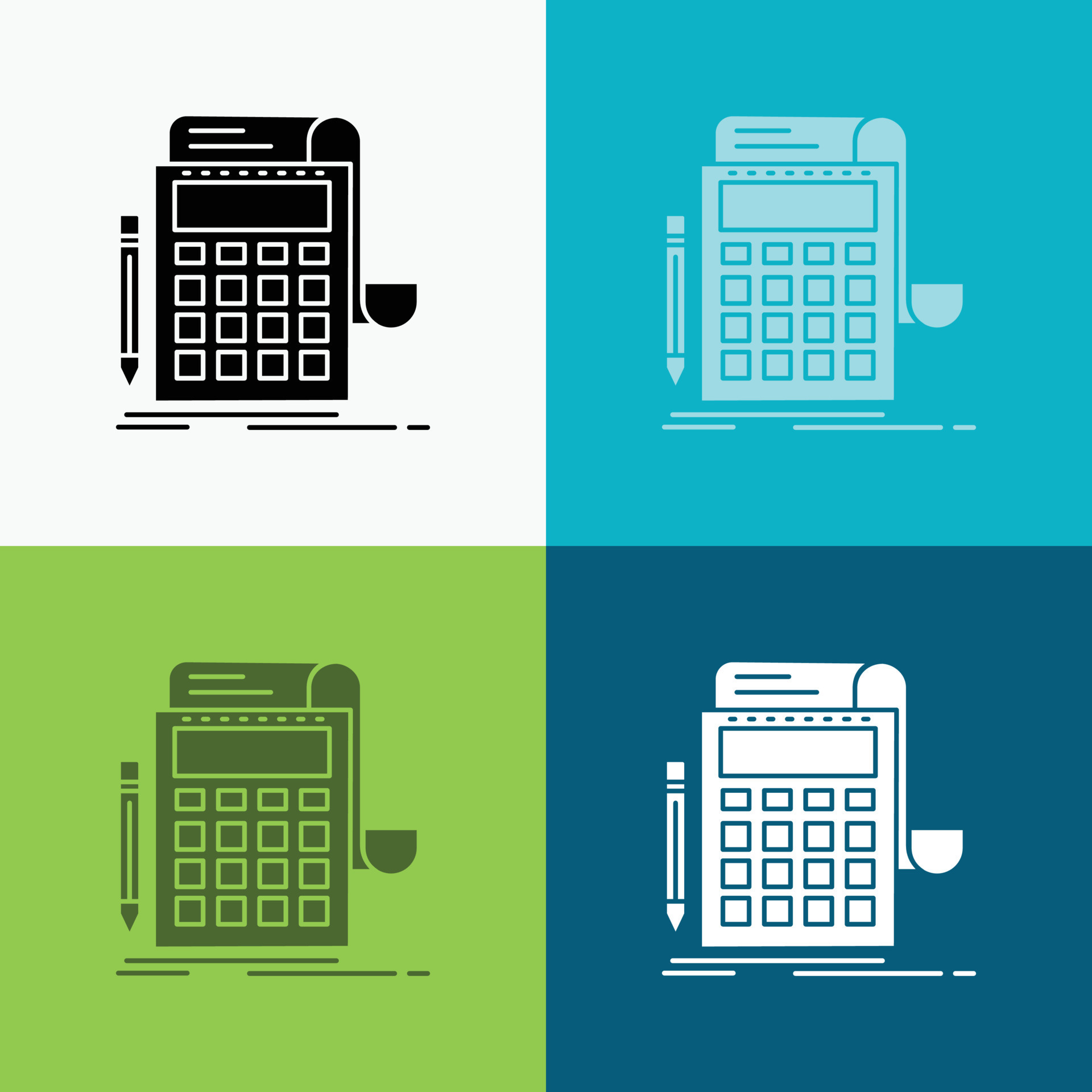 Accounting Audit Banking Calculation Calculator Icon Over Various Background Glyph Style