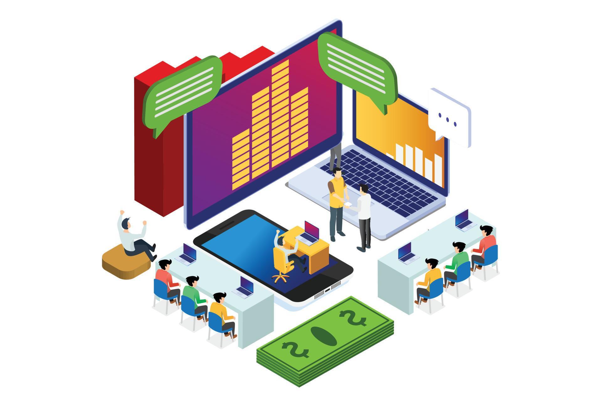 Modern Isometric Smart Online E-Learning Education Technology ... Modern Isometric Smart Online E-Learning Education Technology ...