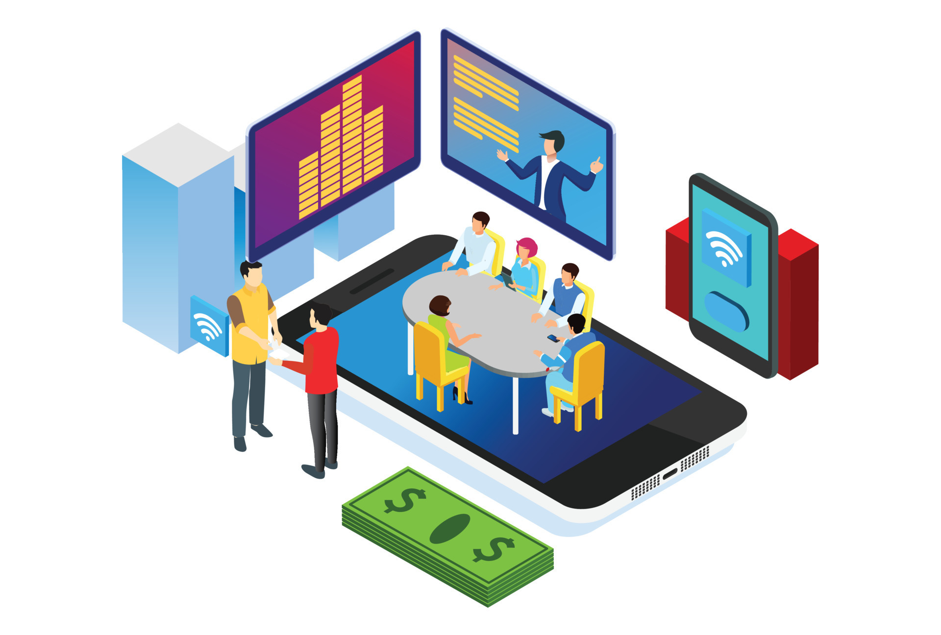 Modern Isometric Smart Online E-Learning Education Technology ... Modern Isometric Smart Online E-Learning Education Technology ...