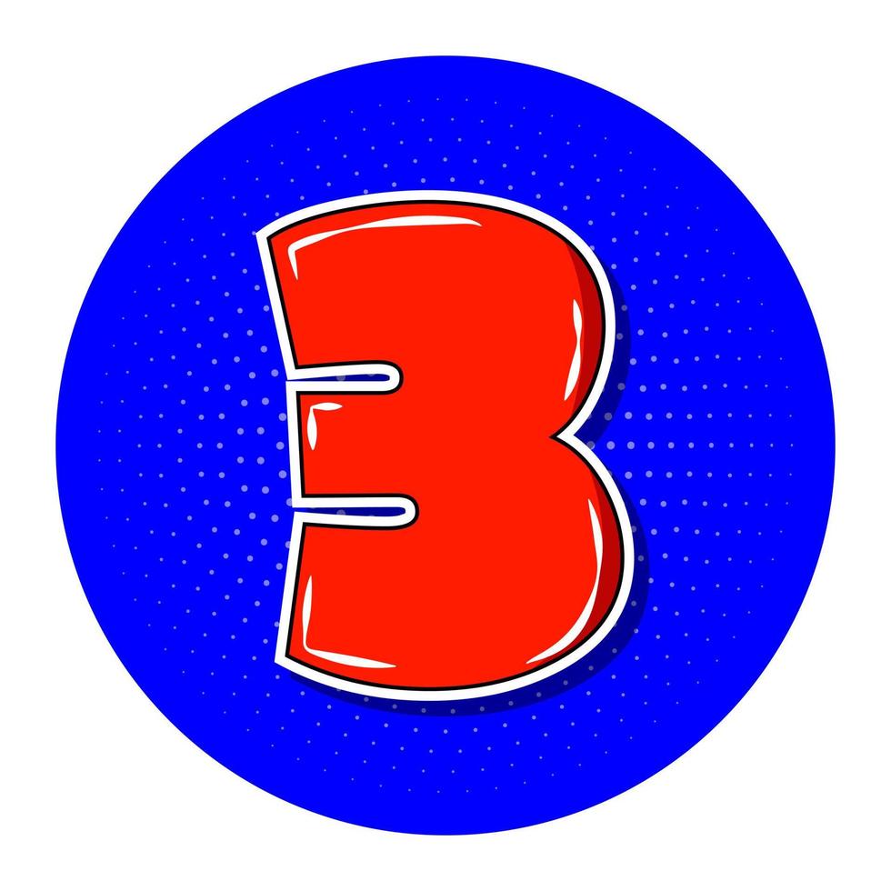arte pop rojo número 3 sobre círculo punteado azul. 12974851 Vector en Vecteezy