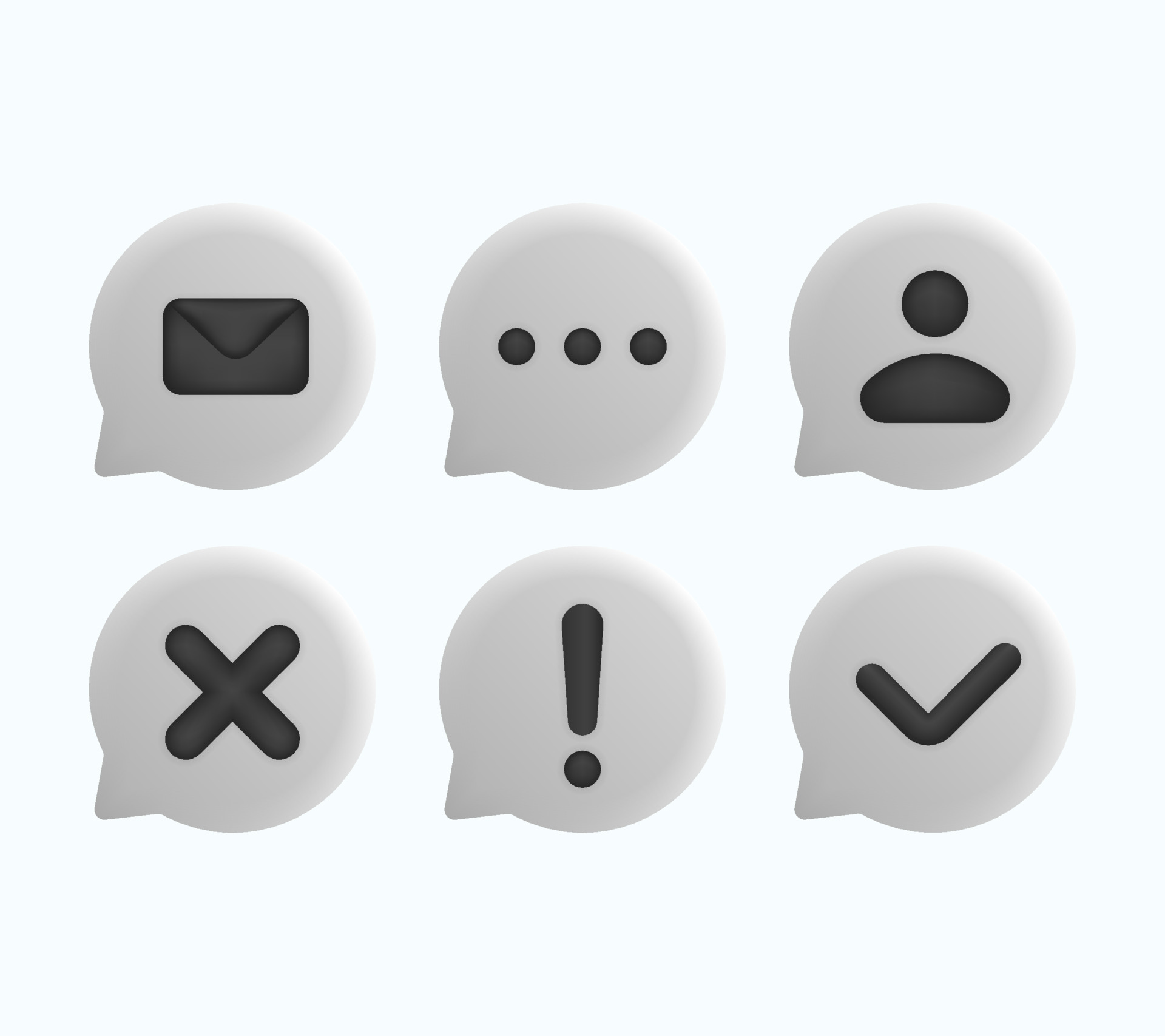 Set Of 3d Gray Speak Bubble Text Chatting Box Message Box Realistic Vector Illustration Design