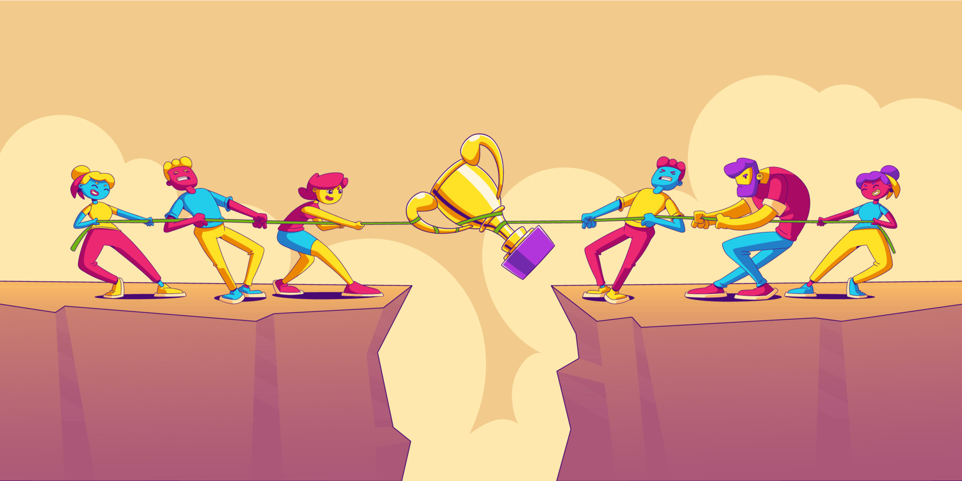 Tug of war competition contemporary cartoon 12975316 Vector Art at Vecteezy