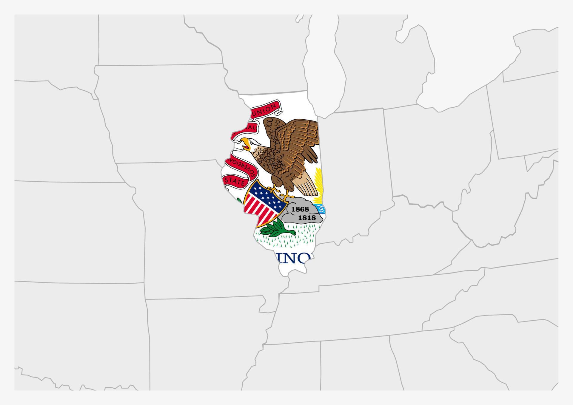 US state Illinois map highlighted in Illinois flag colors 12975944 ...