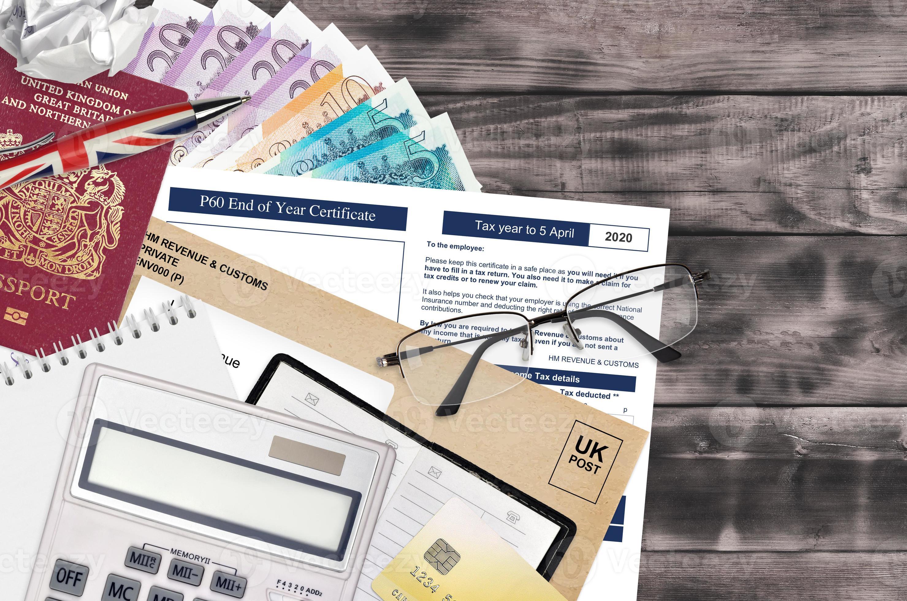 English Tax form P60 End of year certificate by HM revenue and customs ... English Tax form P60 End of year certificate by HM revenue and customs ...