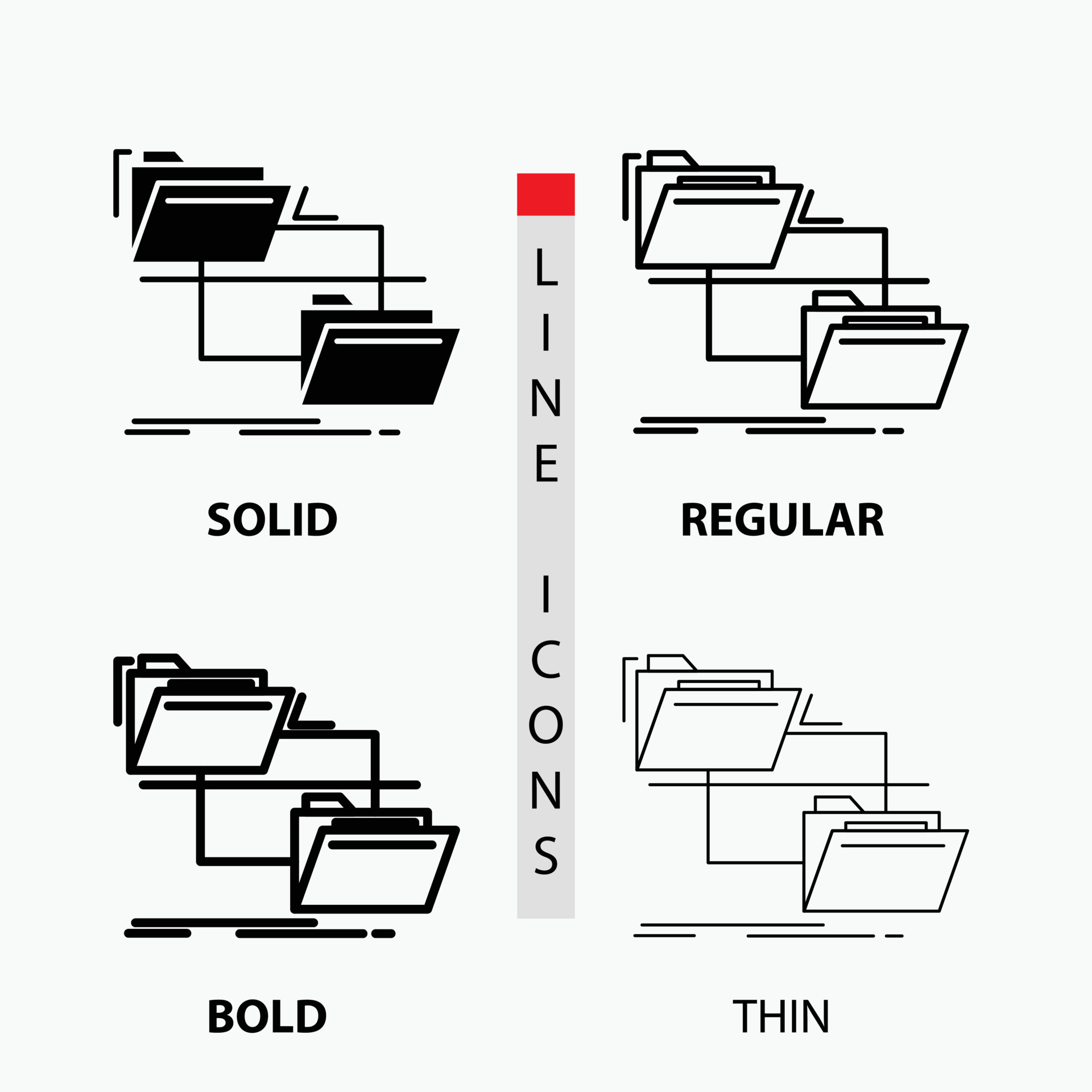 folder. file. management. move. copy Icon in Thin. Regular. Bold Line and Glyph Style. Vector ...