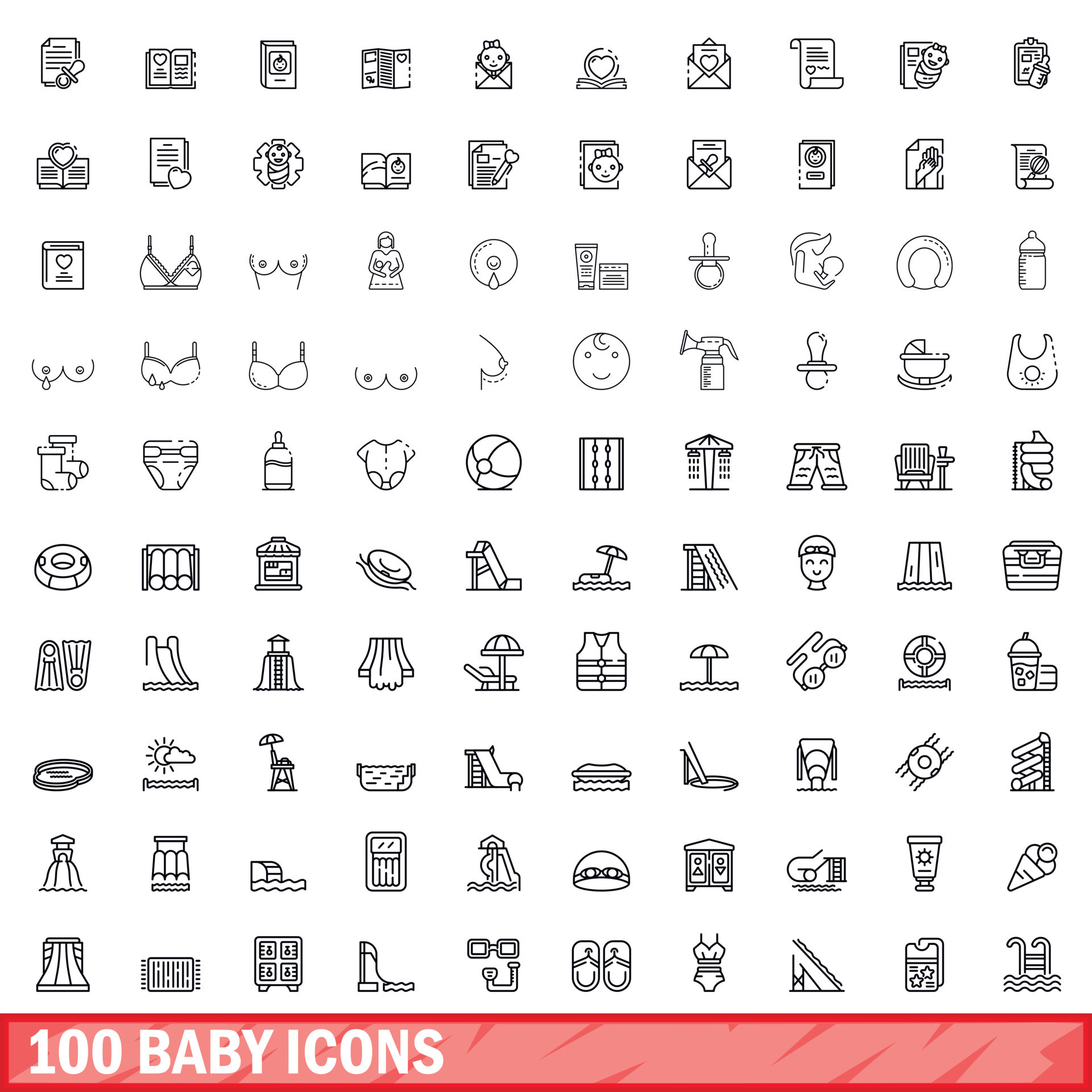 100 iconos de bebé, estilo de esquema 12980244 Vector en Vecteezy