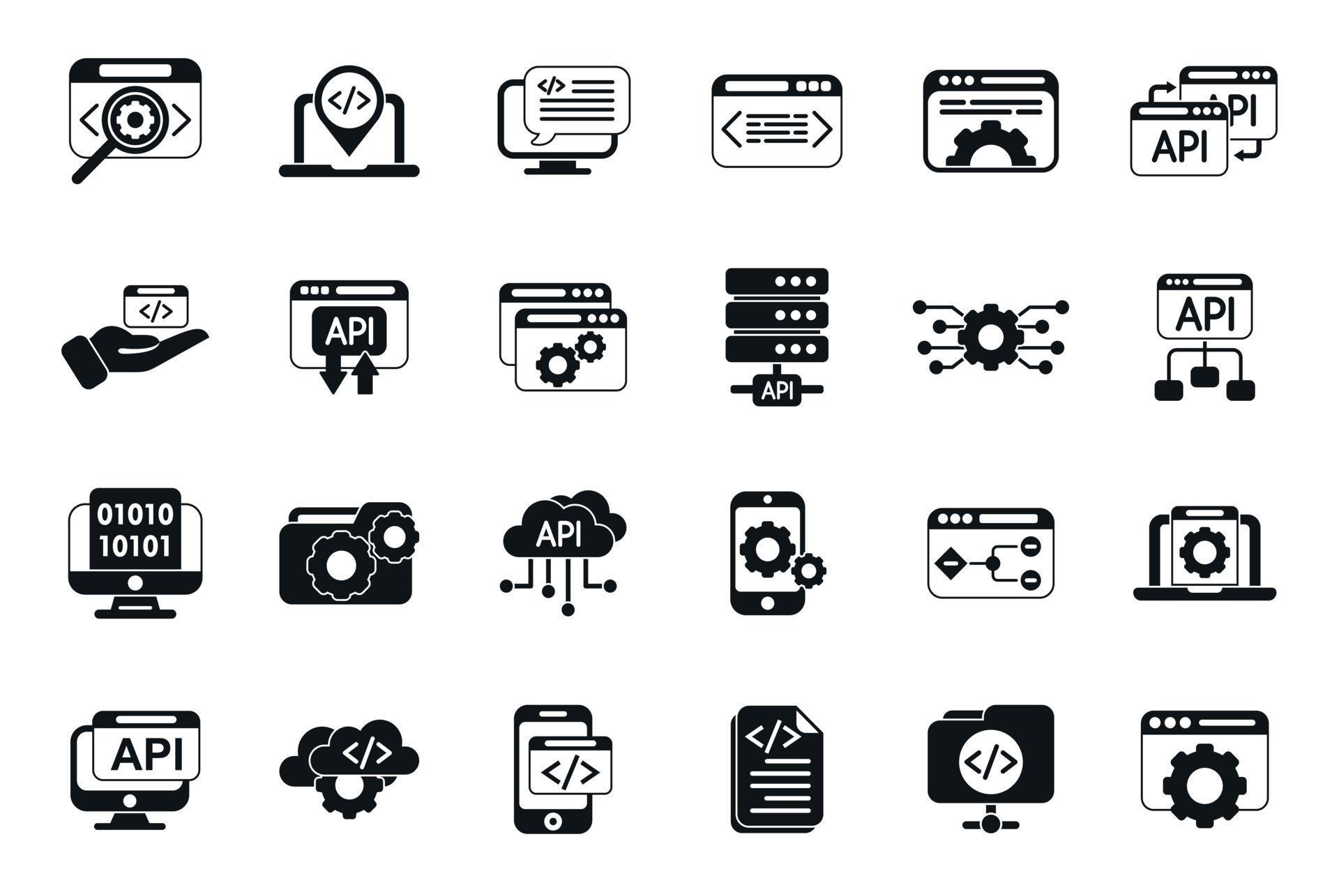API icons set simple vector. Code develop 12980448 Vector Art at Vecteezy