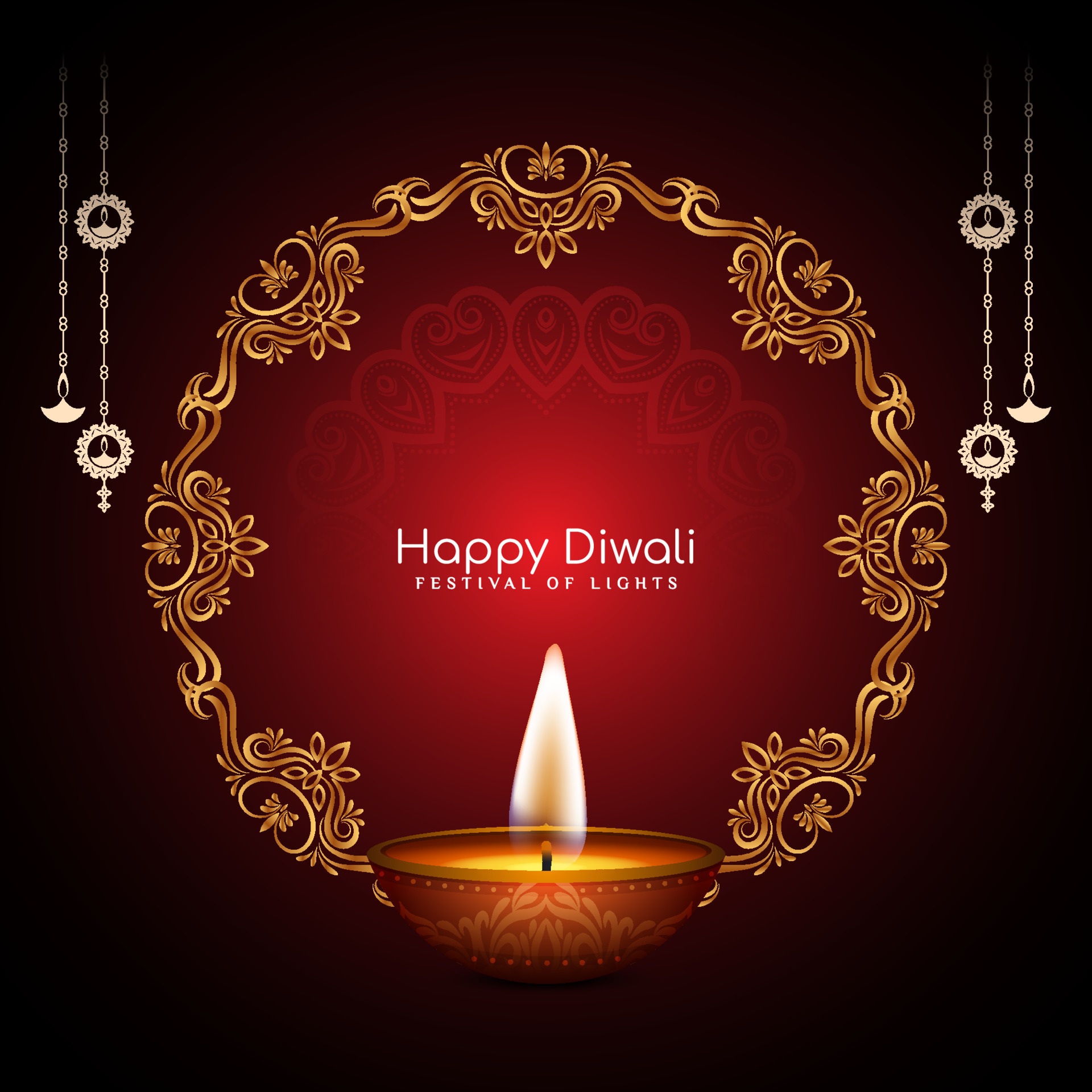 Beautiful Happy Diwali Festival Celebration Greeting Card Design