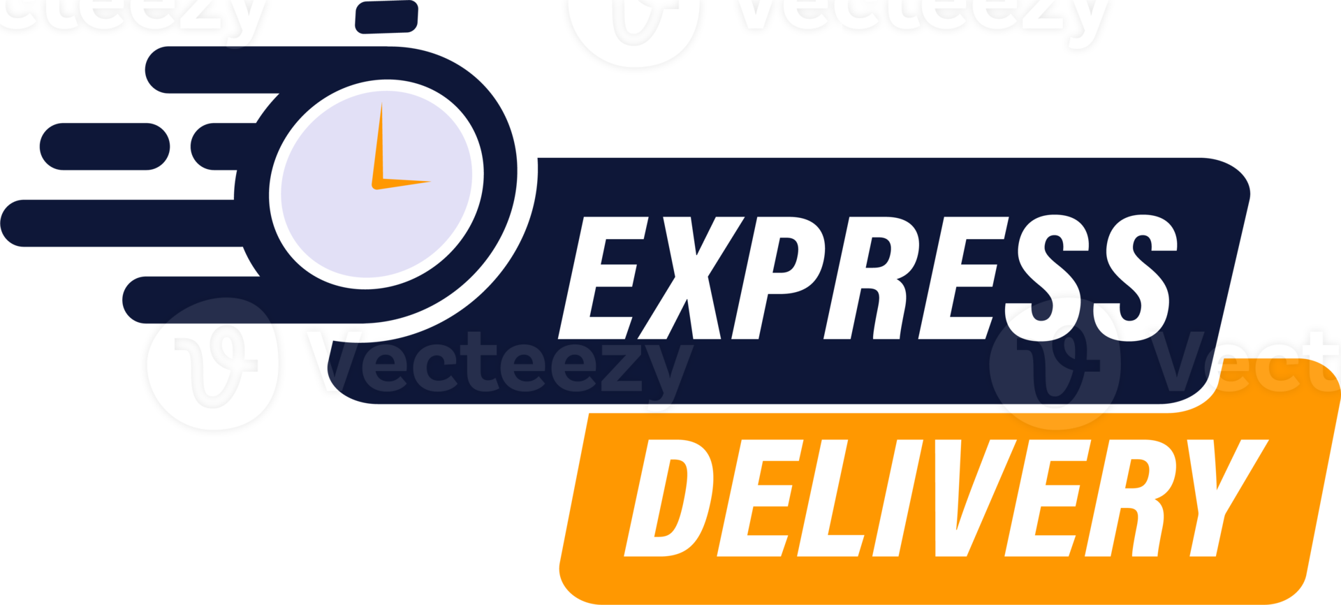 Express delivery with stopwatch icon concept for shipping services. Modern label design ...
