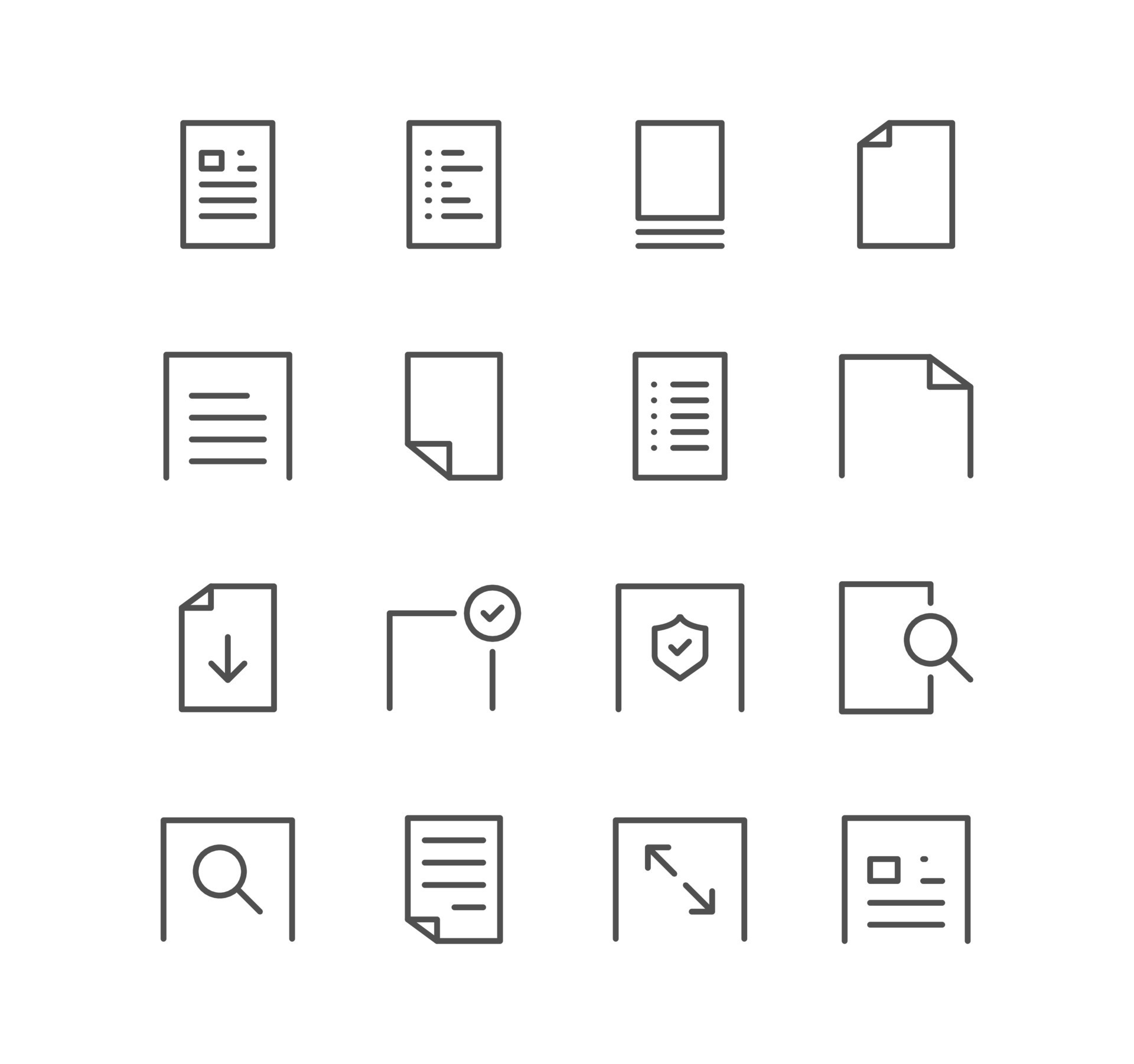 Set of document and paper icons, page, note, form, word, message and ...