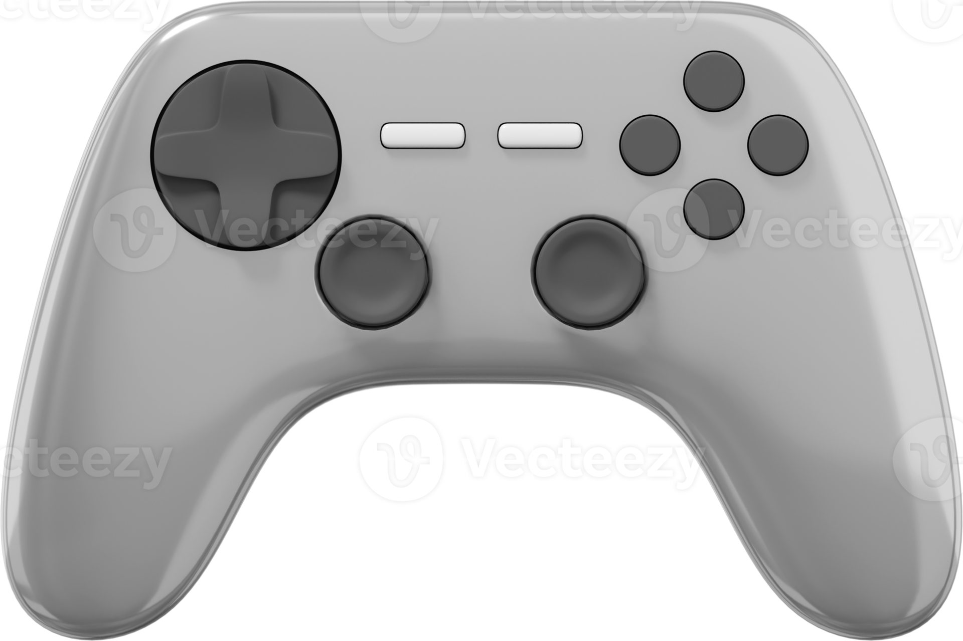 Realistic console game controller. Gray PNG icon on transparent background. 3D rendering ...