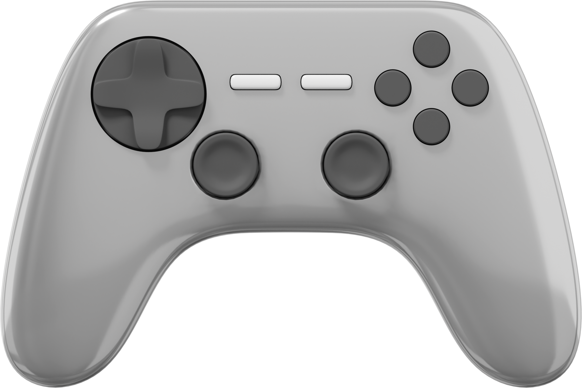 Realistic console game controller. Gray PNG icon on transparent background. 3D rendering ...