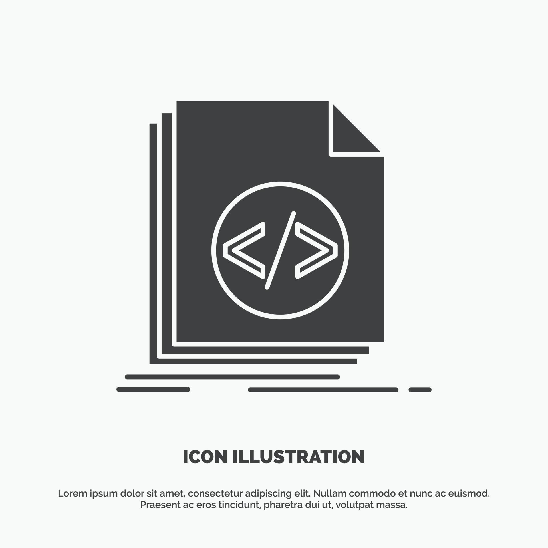 Code Coding File Programming Script Icon Glyph Vector Gray Symbol For Ui And Ux Website Or