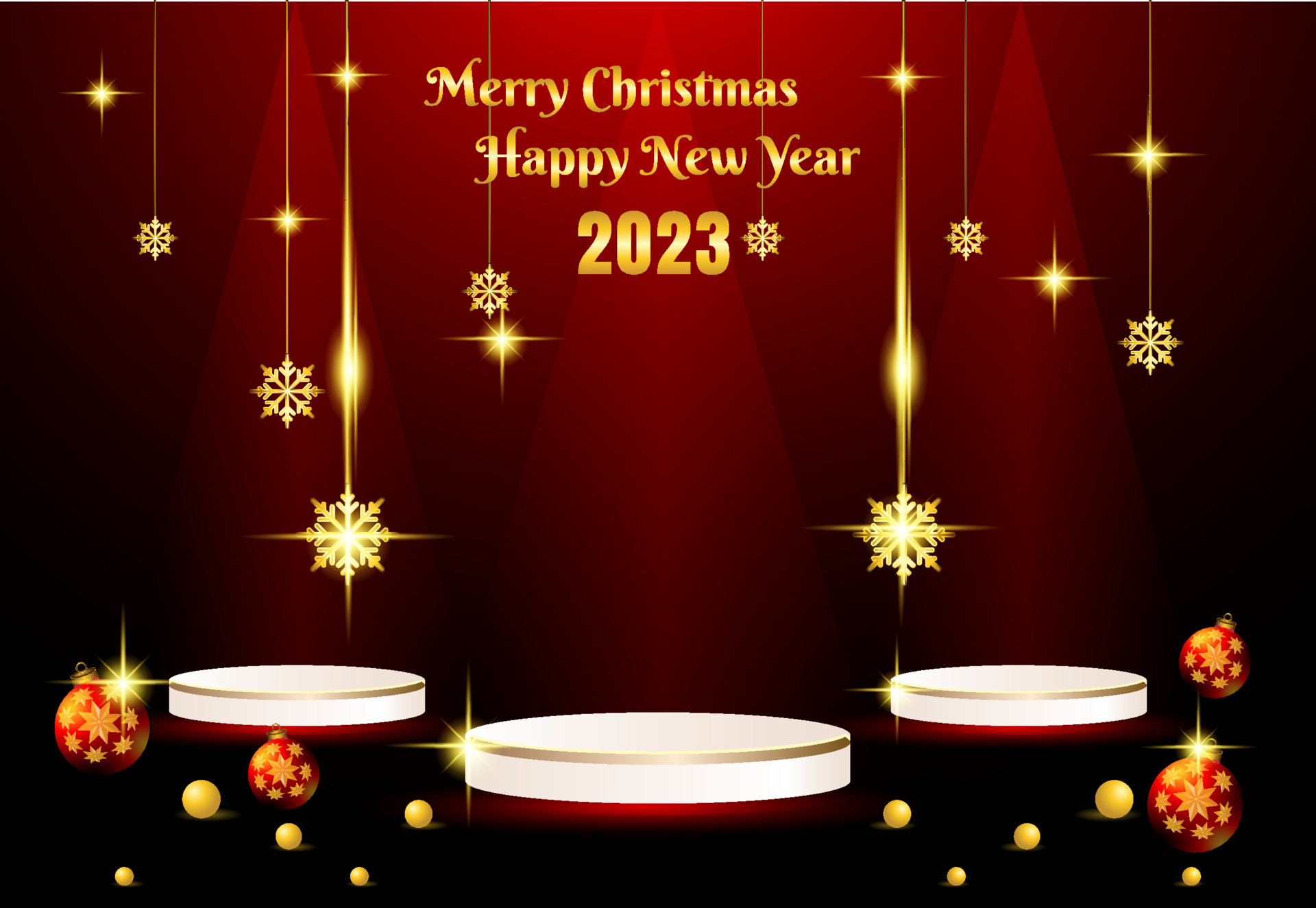 Merry christmas and happy new year 2023 stage podium background ... Merry christmas and happy new year 2023 stage podium background ...