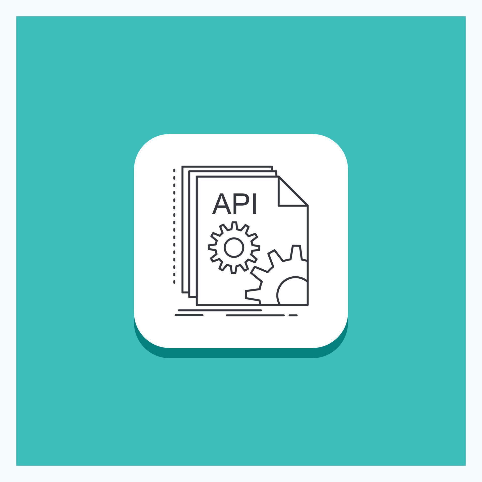 Round Button For Api App Coding Developer Software Line Icon Turquoise Background 12981934