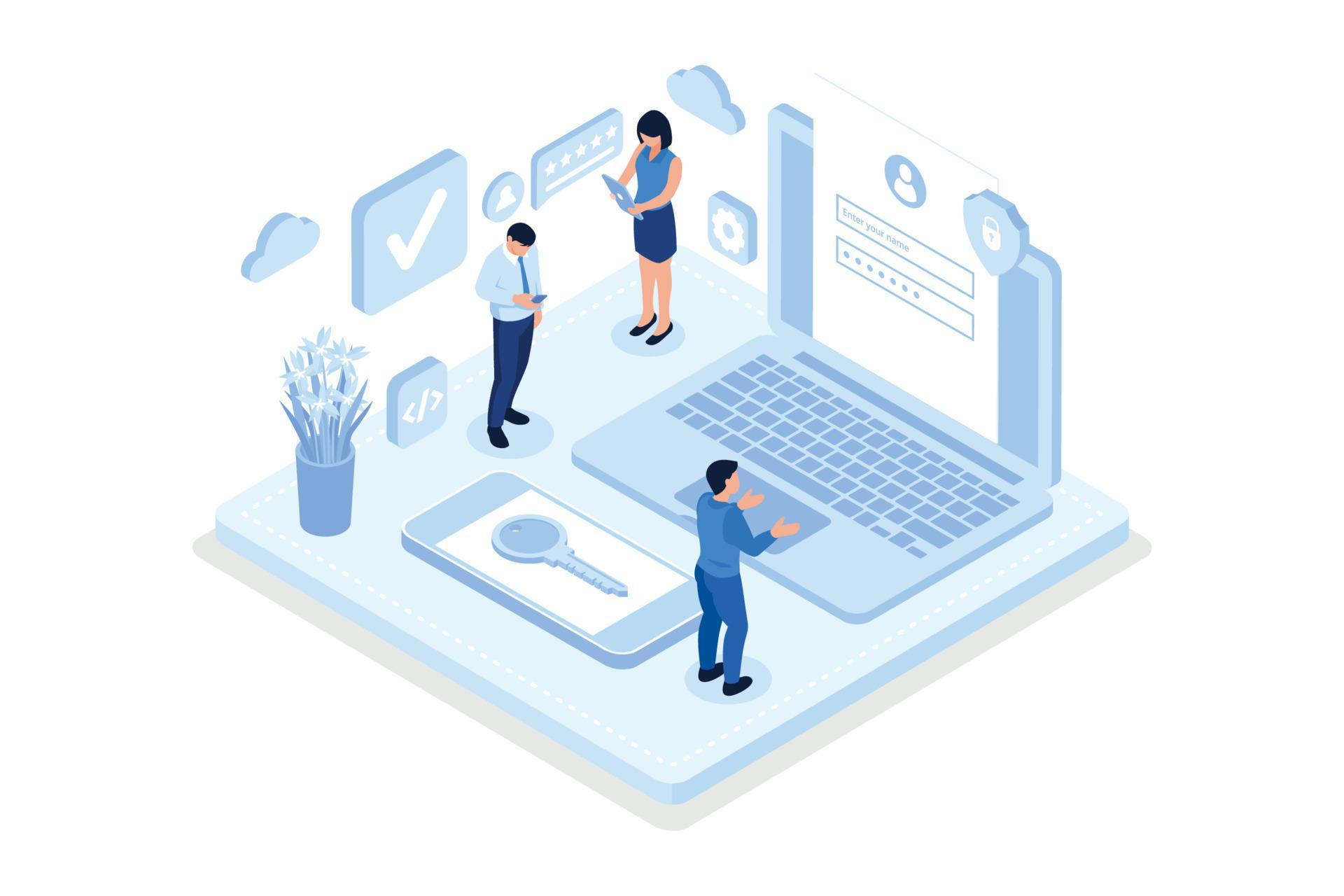 Duo authentication concept banner with text place. Can use for web ...