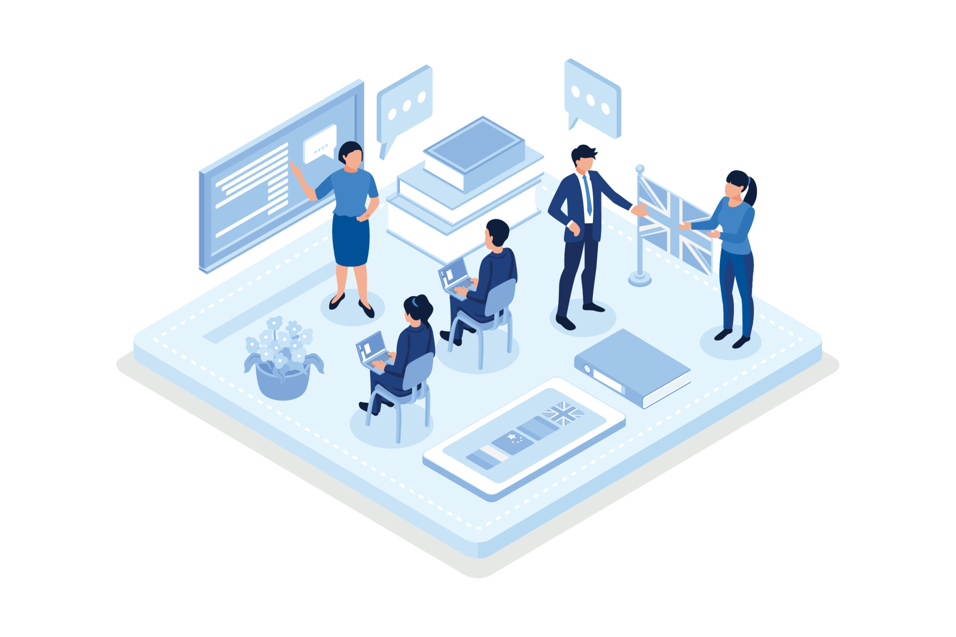 Language school concept banner with character. Can use for web banner ...