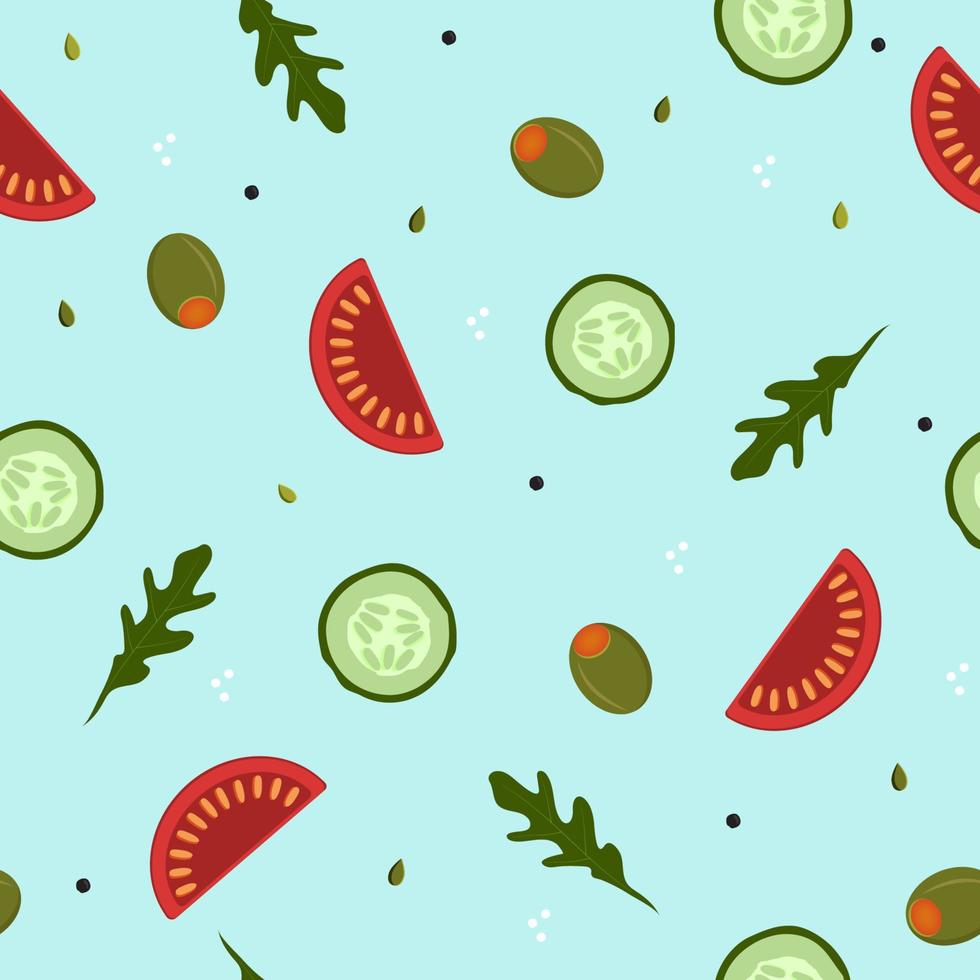 Seamless pattern with vegetables on blue background. Vector. 12982675 ...