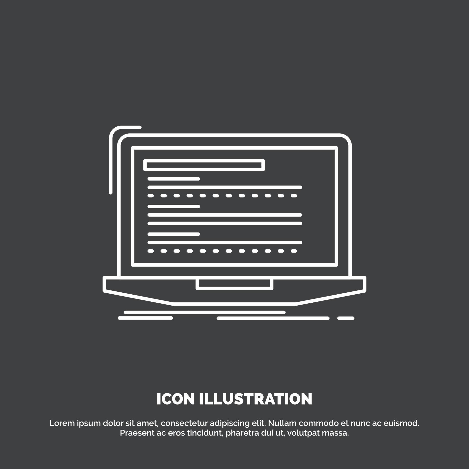 Code Coding Computer Monoblock Laptop Icon Line Vector Symbol For Ui And Ux Website Or